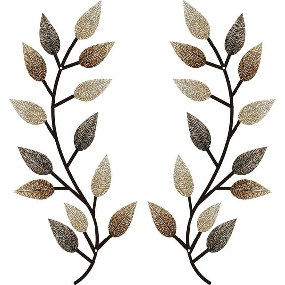 2 Pieces Metal Tree Leaf Wall Decor Vine Olive Branch Leaf Wall Art ...