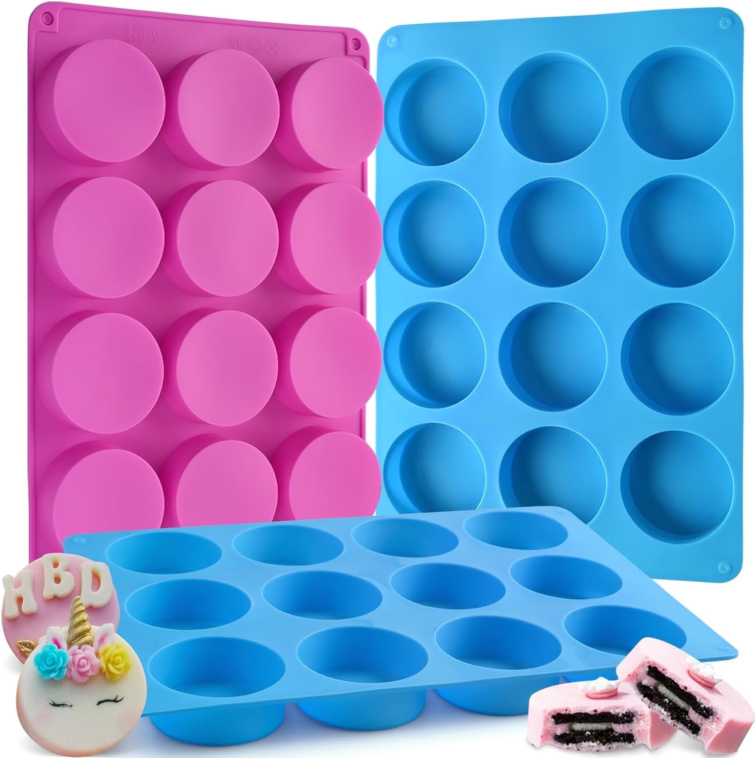 TACYKIBD 3 PCS Oreo Molds Silicone Chocolate Covered Cookie Molds 12 ...