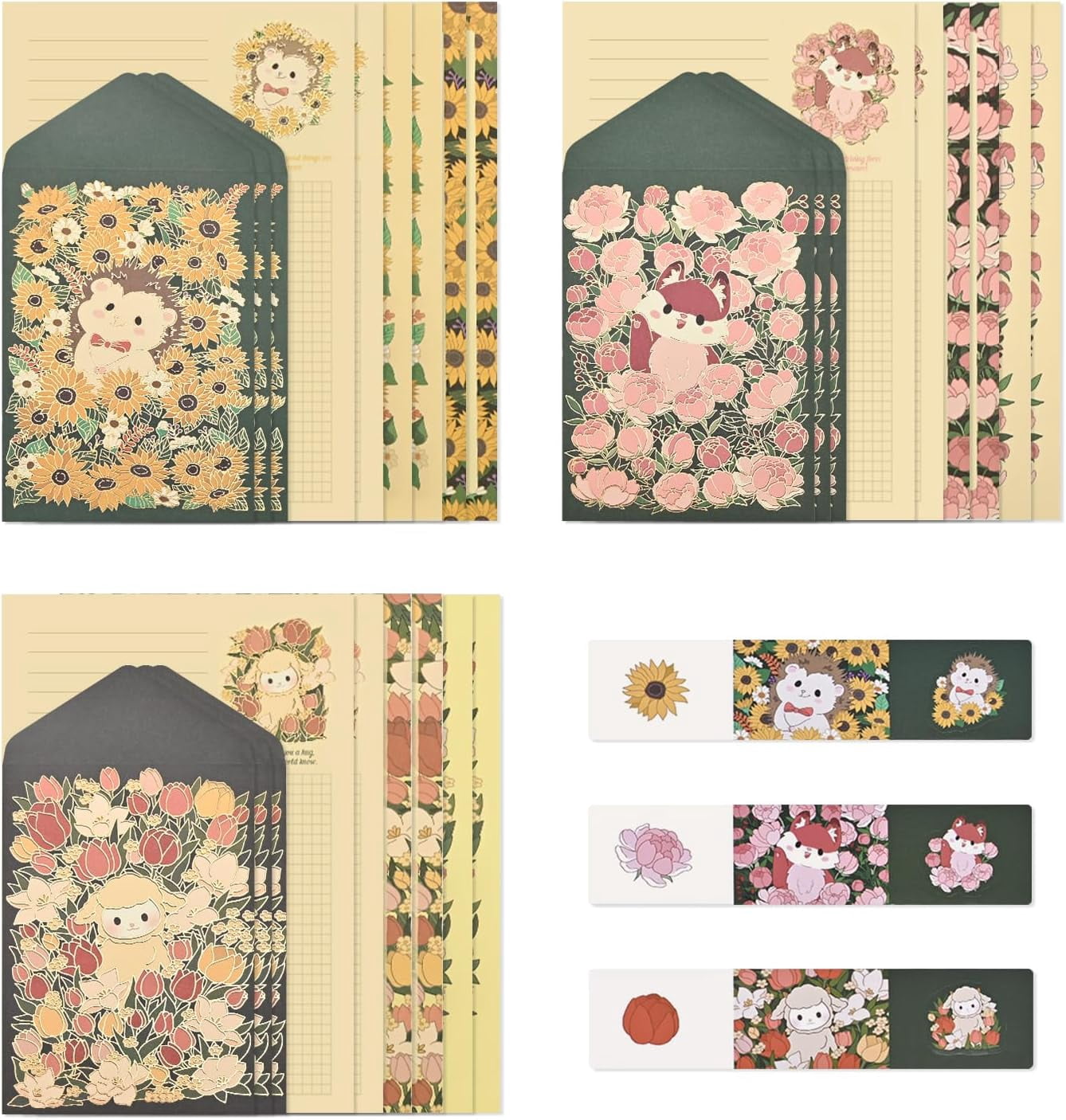 ‎TACYKIBD 36Pcs Stationery Paper and Envelopes Set, Cute Animal ...