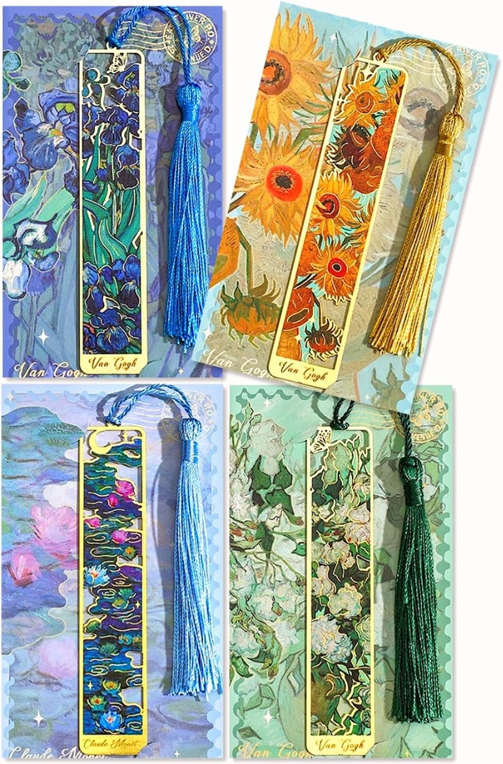 TACYKIBD 4 Pieces Metal Bookmarks with Tassel,Van Gogh Oil Painting Art ...
