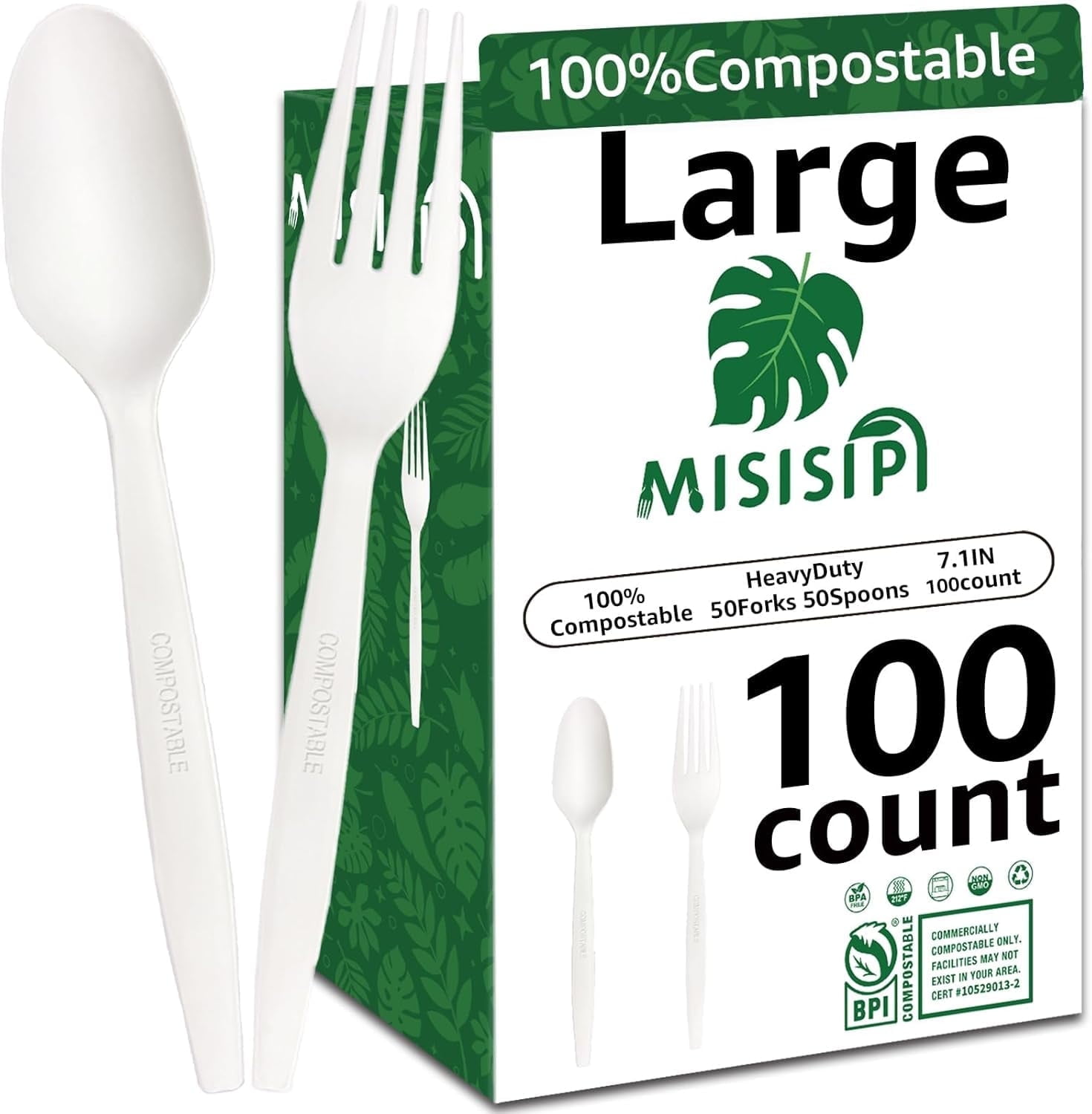 ‎TACYKIBD [7.1In 100Pcs] 100% Compostable Forks and Spoons ...