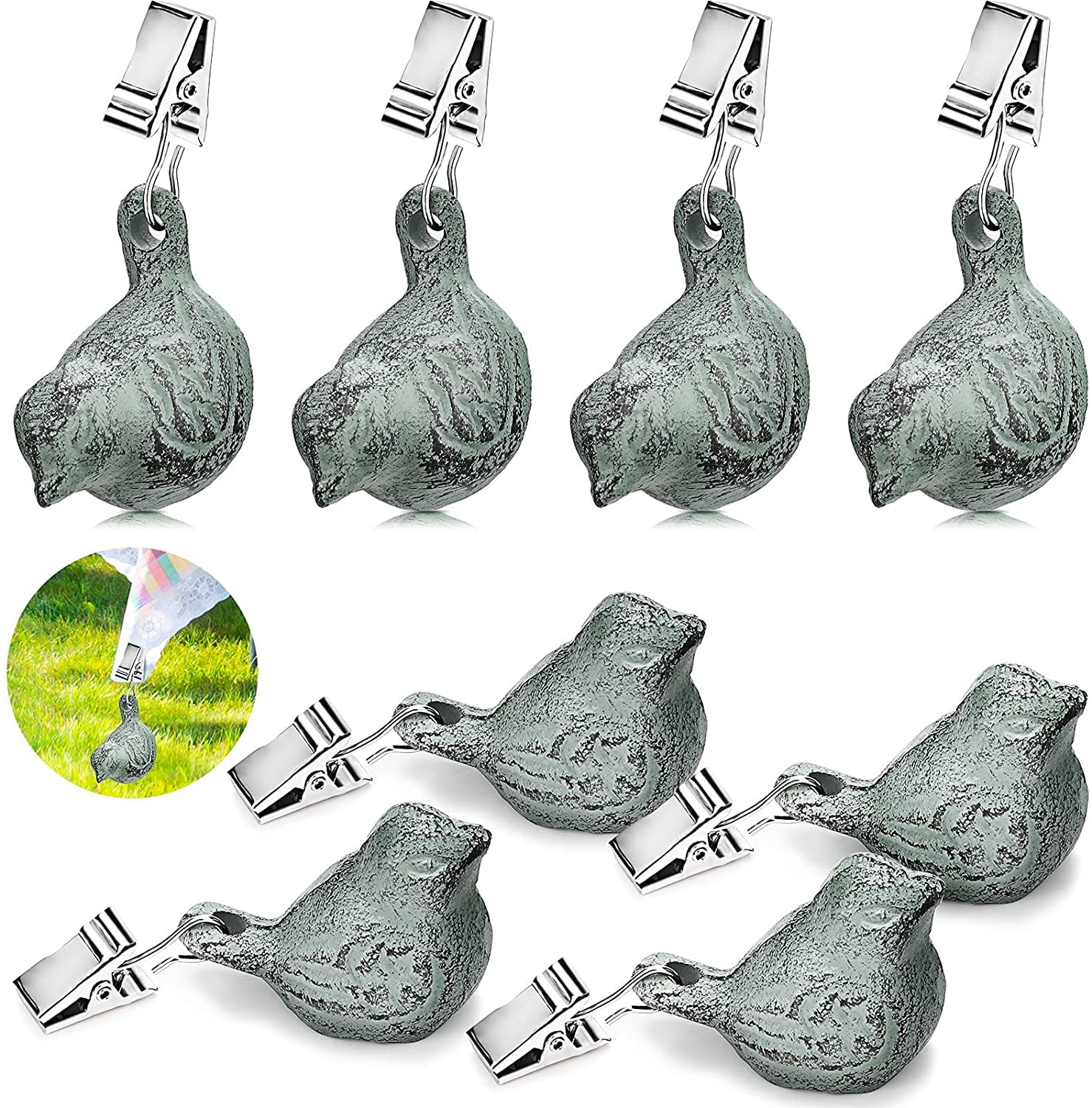‎TACYKIBD 8 Pieces Cast Iron Antique Bird Tablecloth Weights Vintage ...