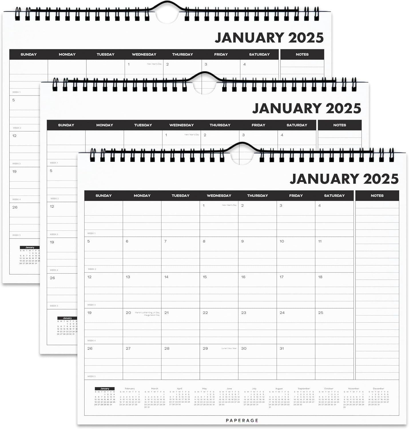 TACYKIBD Calendar 2025-12 Month (Navy), Minimalist Wall and Desk ...