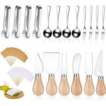 Vongem 6 Pack Cheese Knives Set with Wooden Handles, Mini Stainless ...