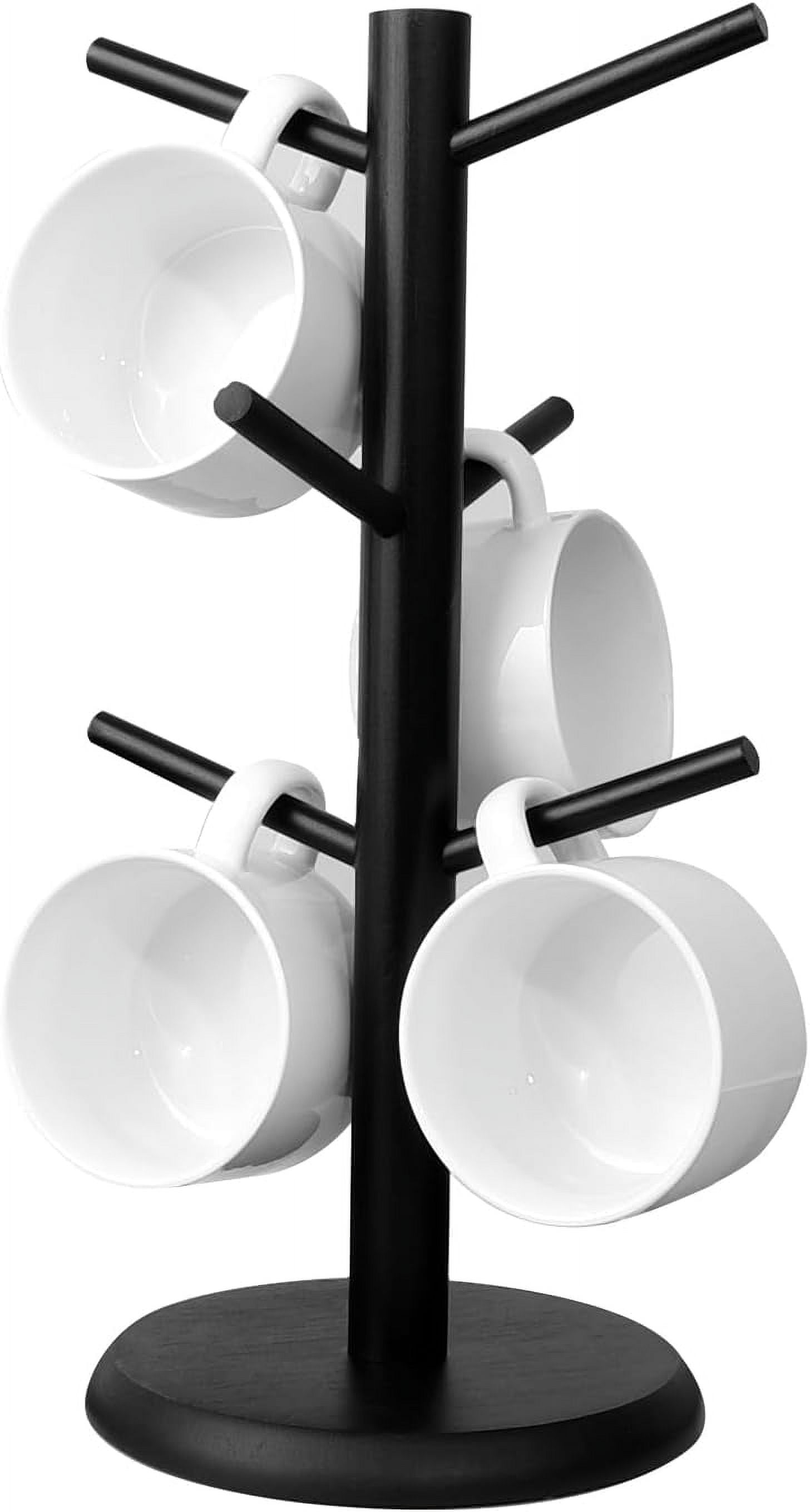 ‎TACYKIBD Coffee Mug Holder, Black Bamboo Mug Tree with Thicker Base ...