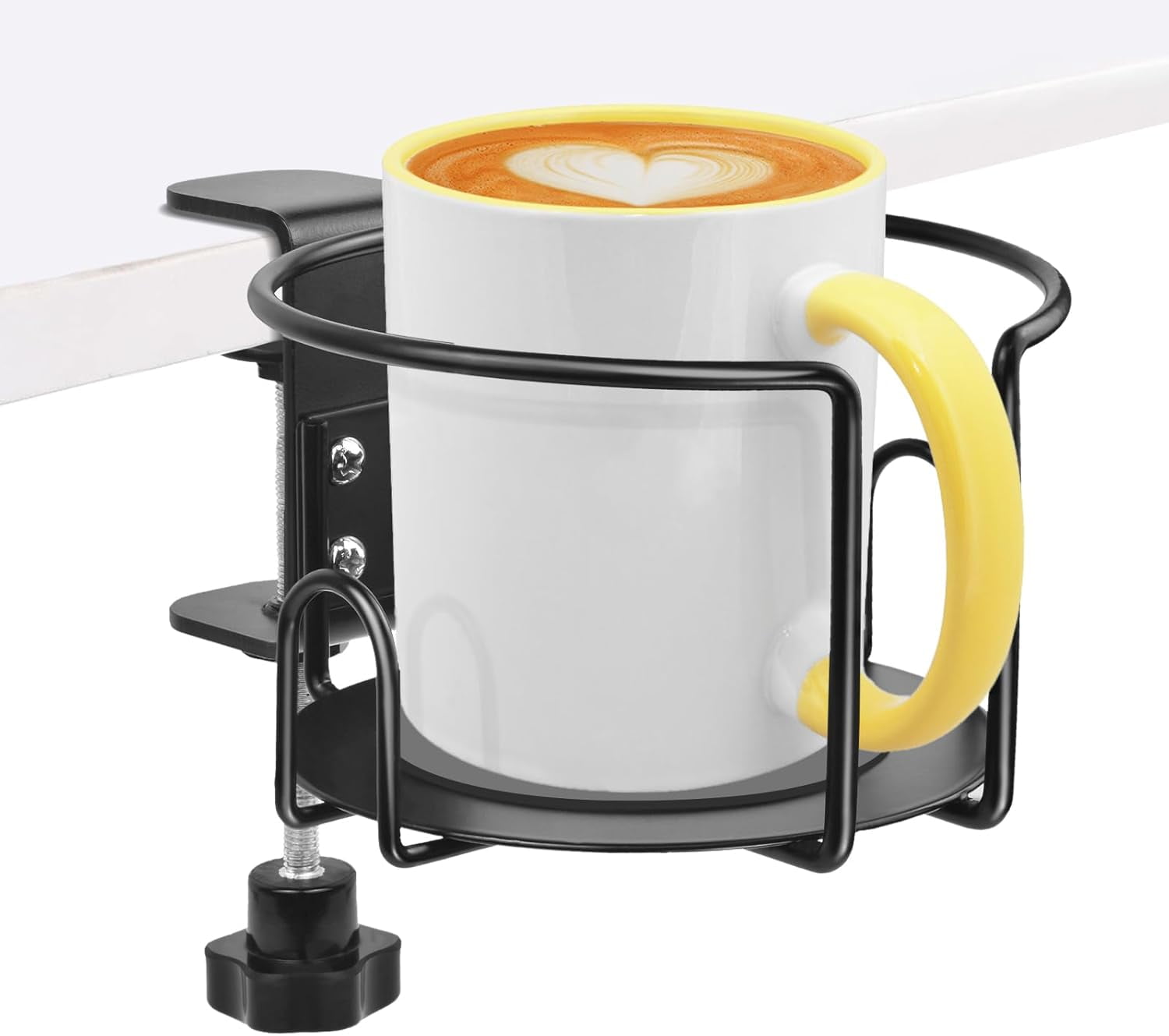 TACYKIBD Desk Cup Holder, Sturdy Clamp On Anti Spill Cup Holder, Easy ...