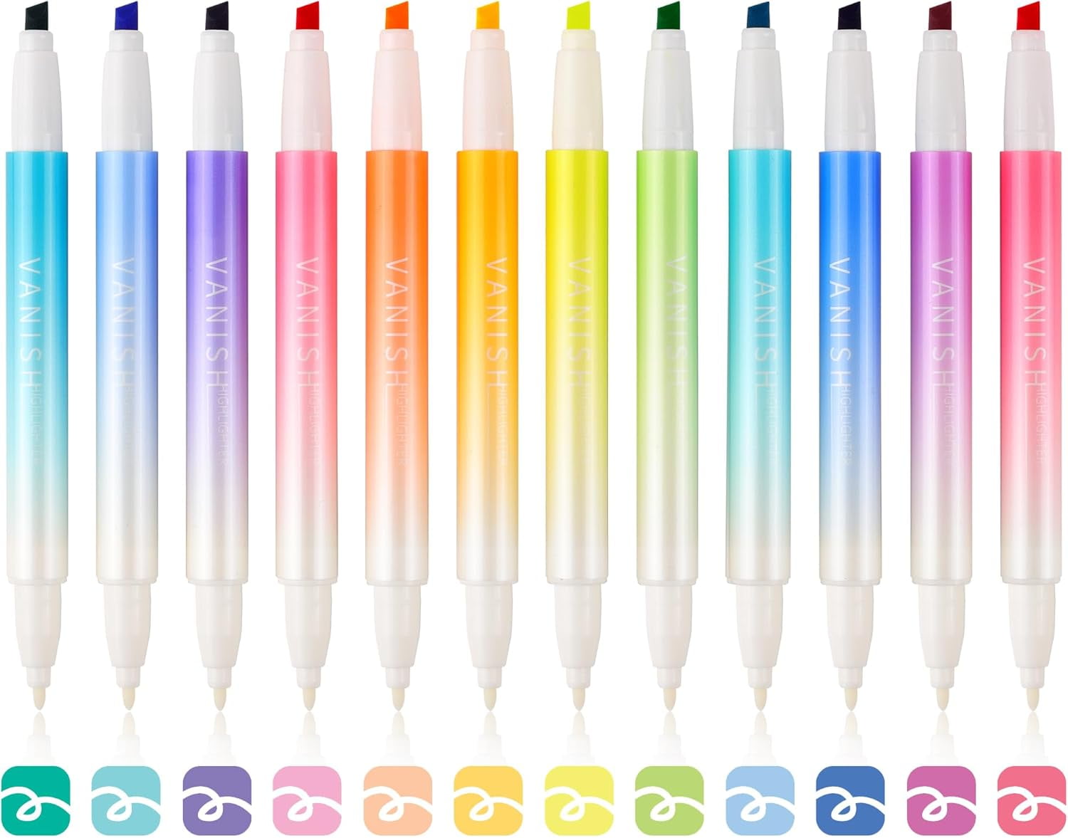 TACYKIBD Erasable Highlighters, Assorted Colors 12 Pack, Double Head ...