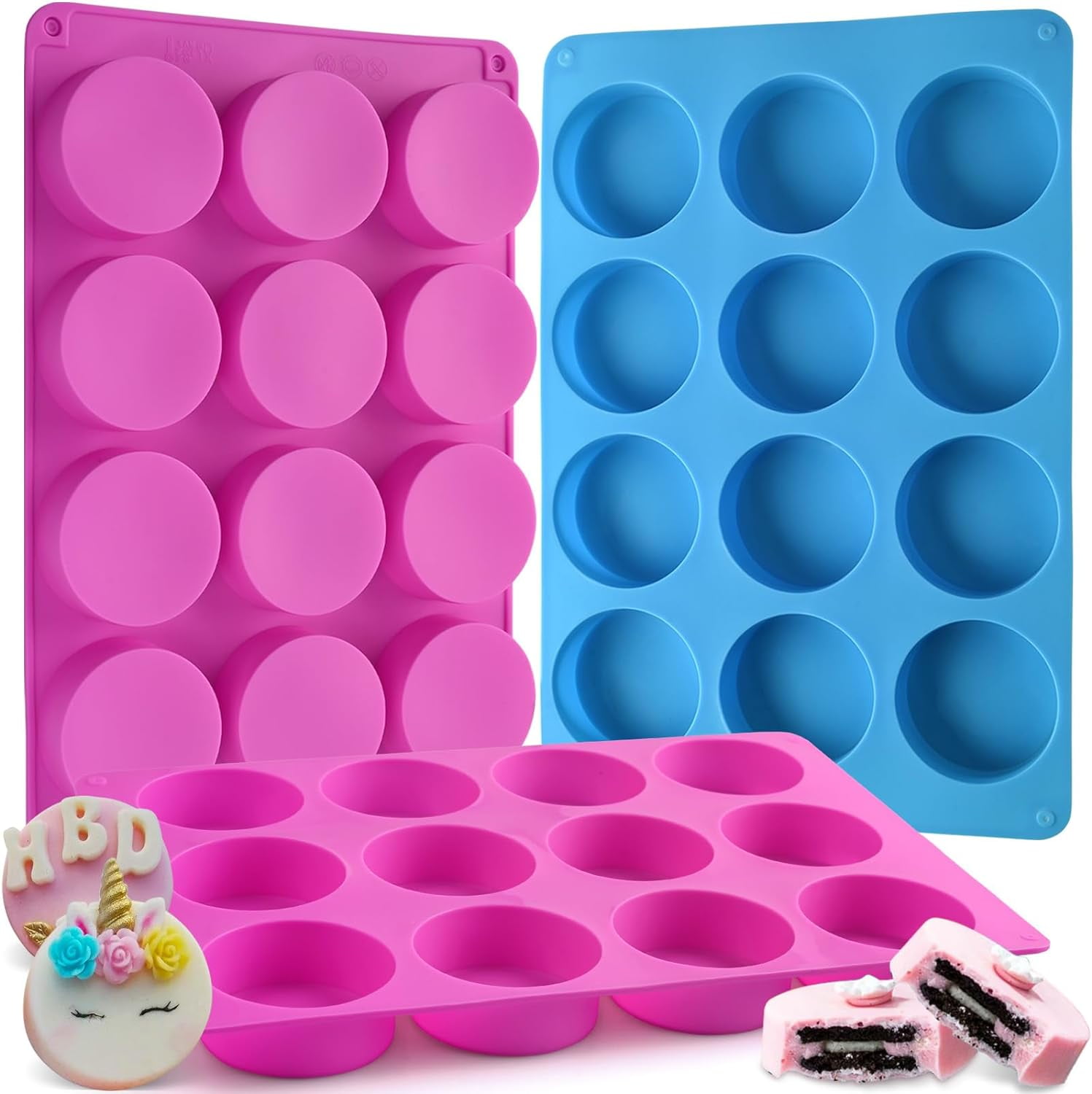 TACYKIBD Oreo Molds Silicone Chocolate Covered Cookie Molds 3 PCS 12 ...