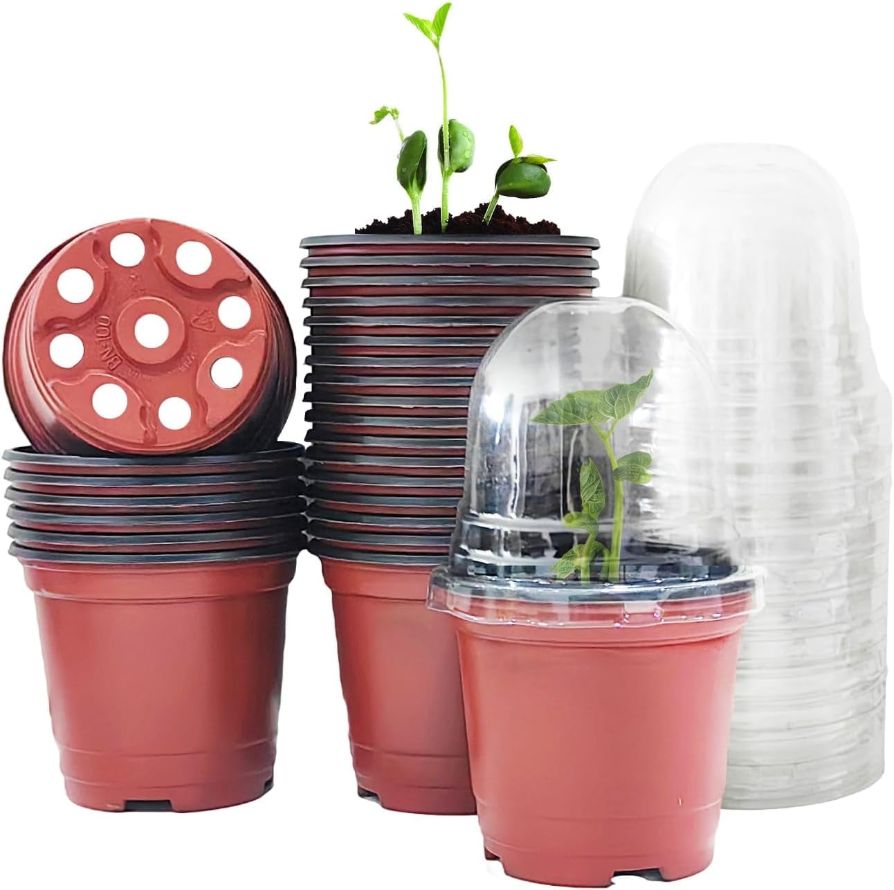 ‎TACYKIBD Plant Nursery Pots with Humidity Domes, 25 Sets 4 Inch Soft ...