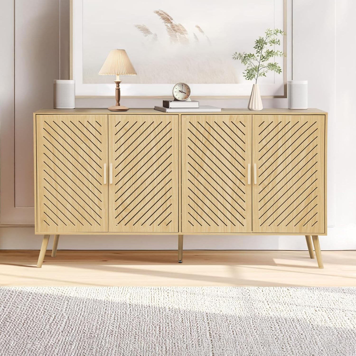TACYKIBD Sideboard Buffet Cabinet with Storage, 63” Modern Farmhouse ...