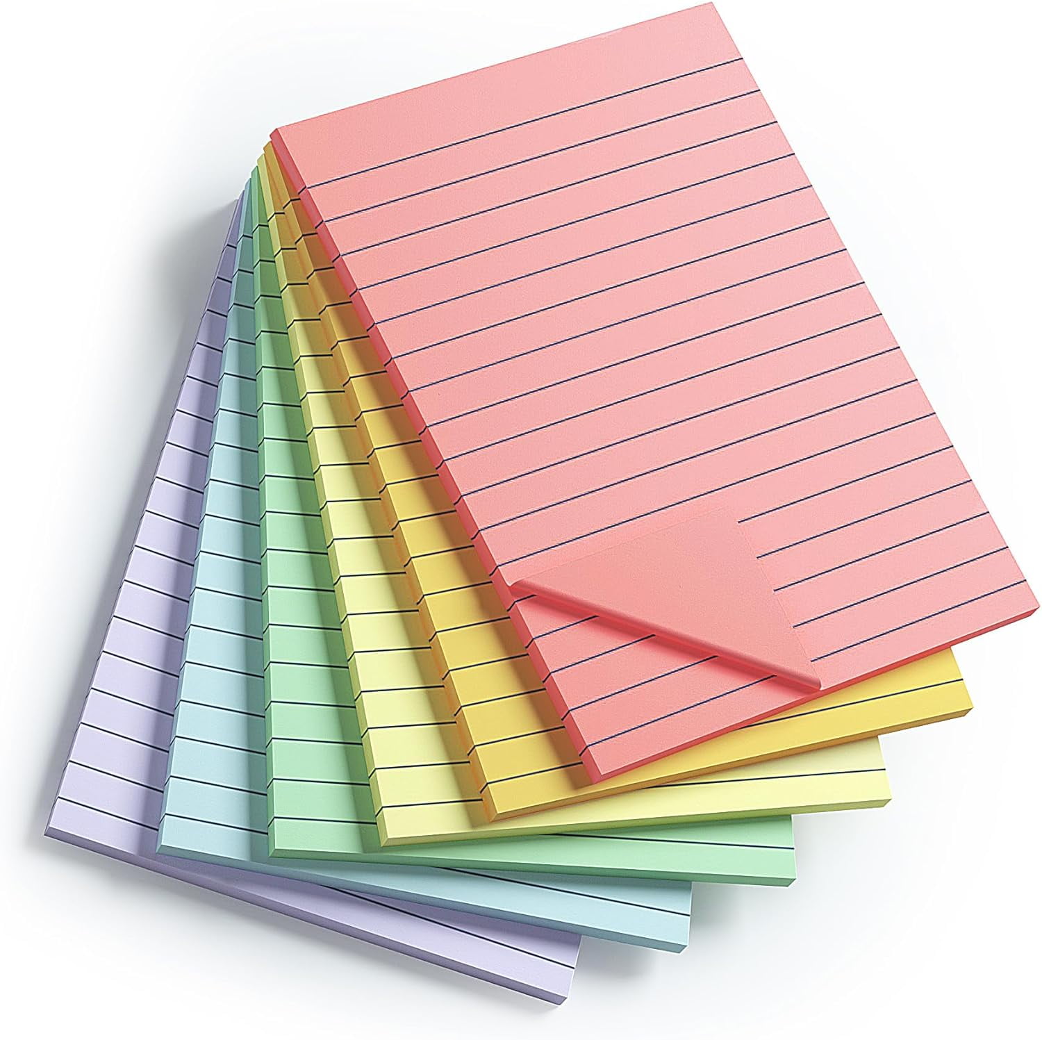 ‎TACYKIBD Sticky Notes Lined 4x6,Pastel Colors with Lines,Super ...