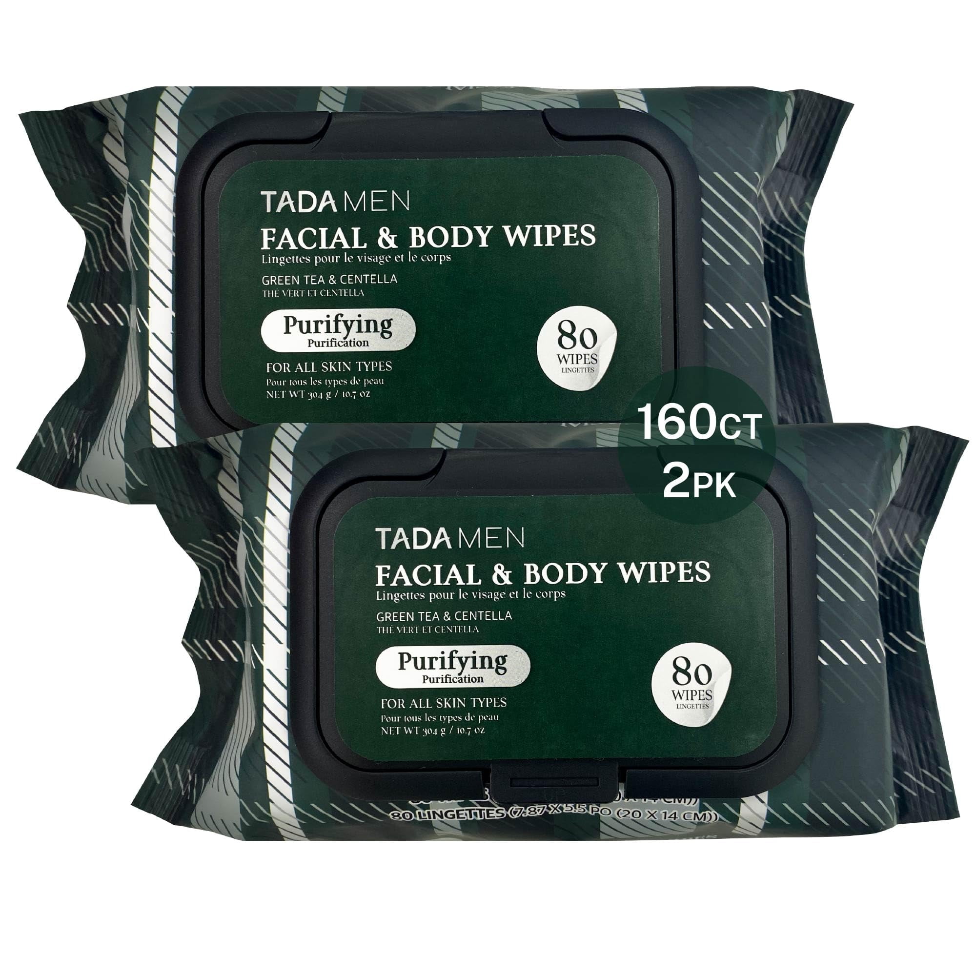 TADA Men - 2PK Face Wipes for Men & Body Wipes for Adults No Rinse ...