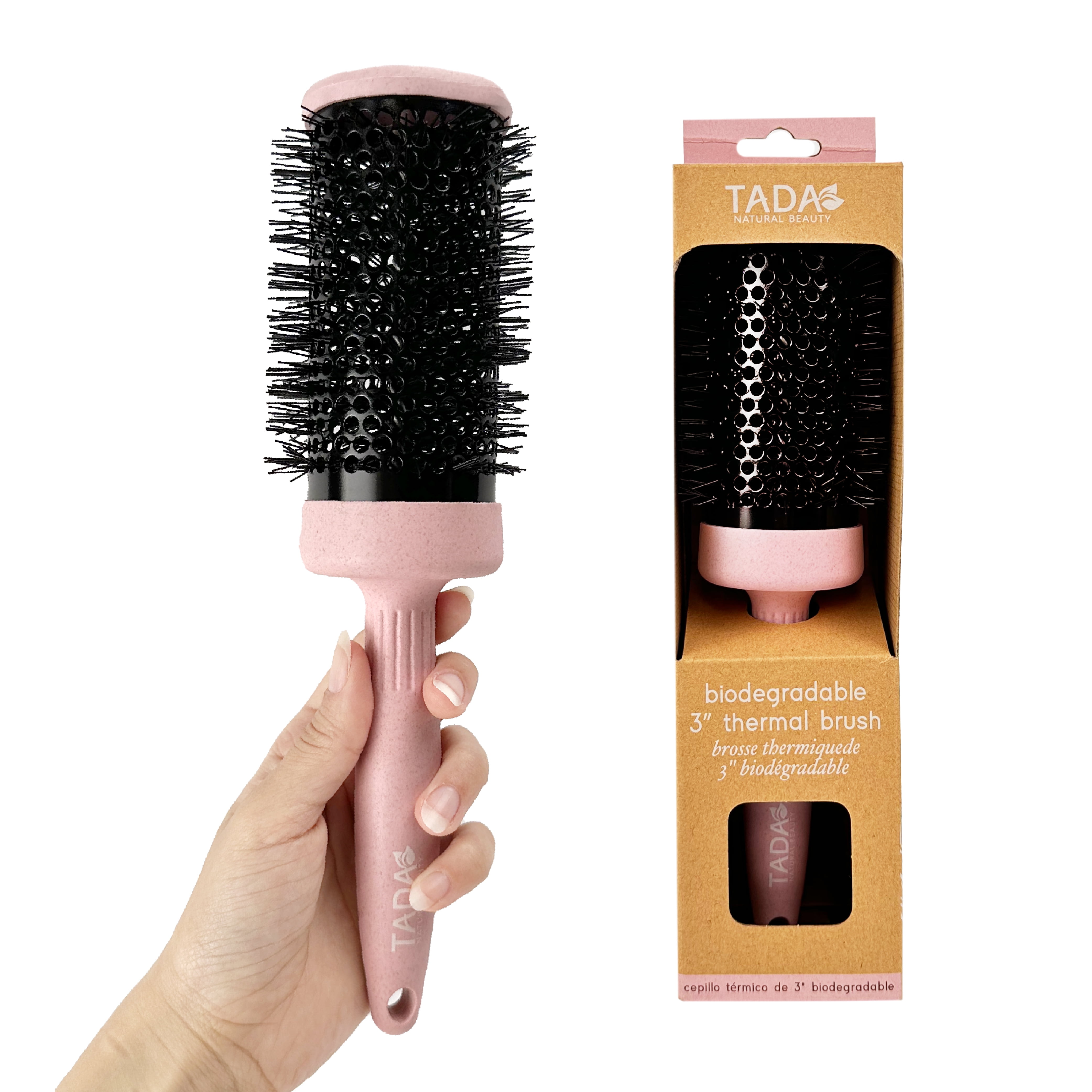 TADA Natural Beauty 3" Round Brush for Blow Out, Medium Barrel Hair ...
