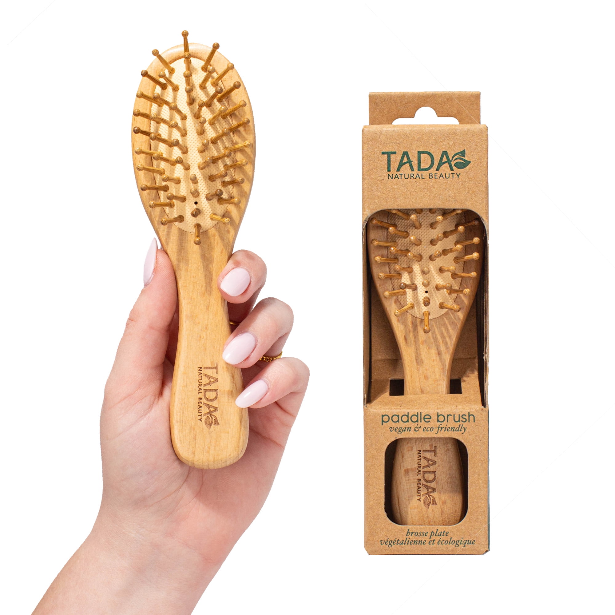 TADA Beauty Travel Size Wood Bristle Mini Hair Brush for Women and ...