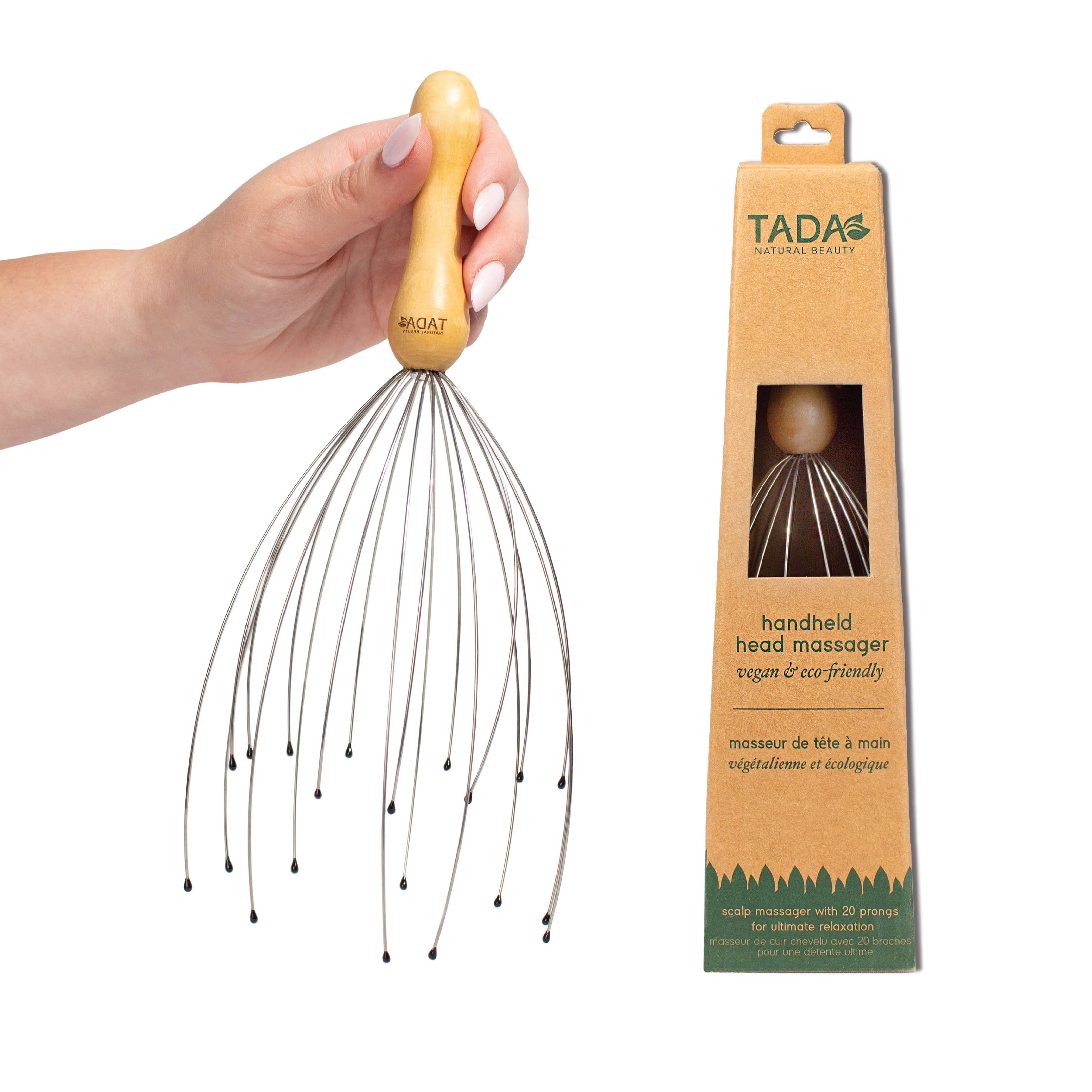 TADA Natural Beauty - Handheld Wood Head Tickler Head Massager ...