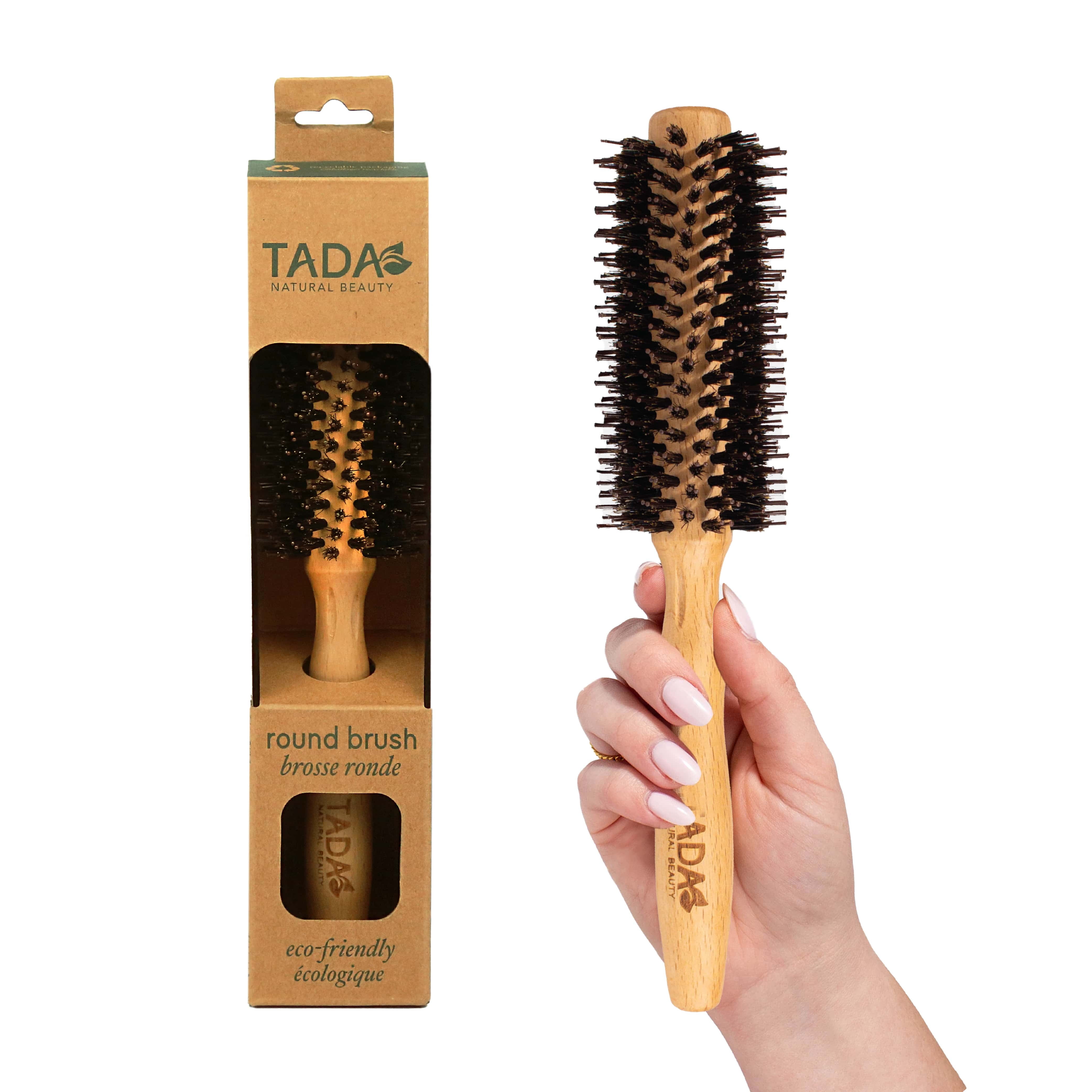 TADA Beauty Wooden Anti-Static Round Hair Brush 1.96x1.96x9.21 Inches ...