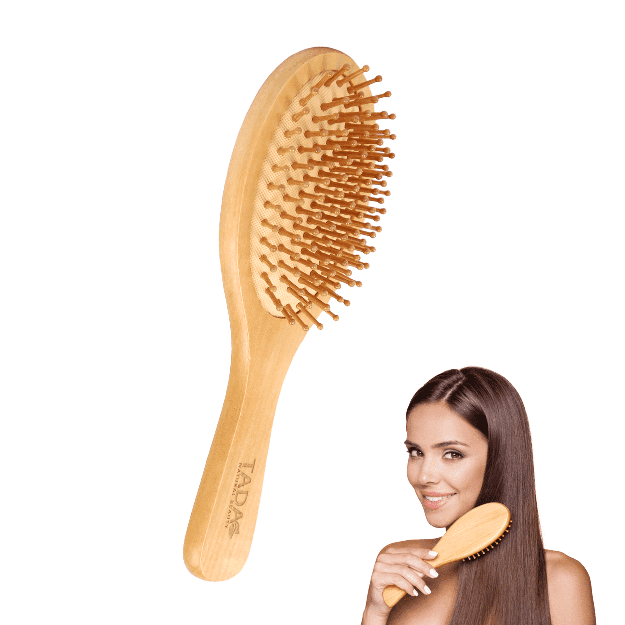 TADA Natural Beauty Wood Pin Hair Brush for Women Men Girl Hairbrush ...