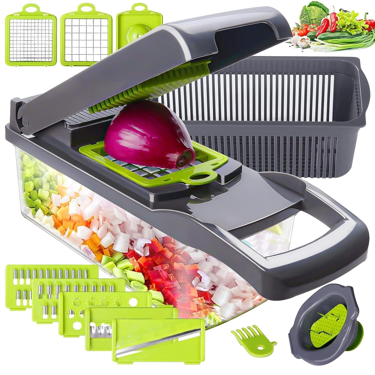 TADRUP Vegetable Chopper Veggie Chopper with Container Cutter Dicer ...