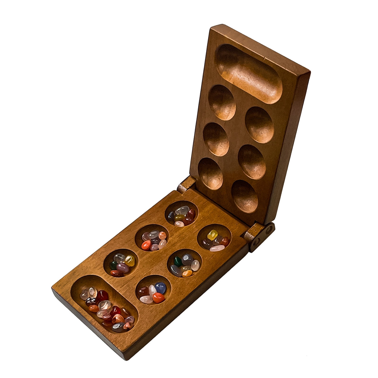 TAETOE Wooden Mancala Board Game Set with 72+8 Bonus Multi Color Glass ...