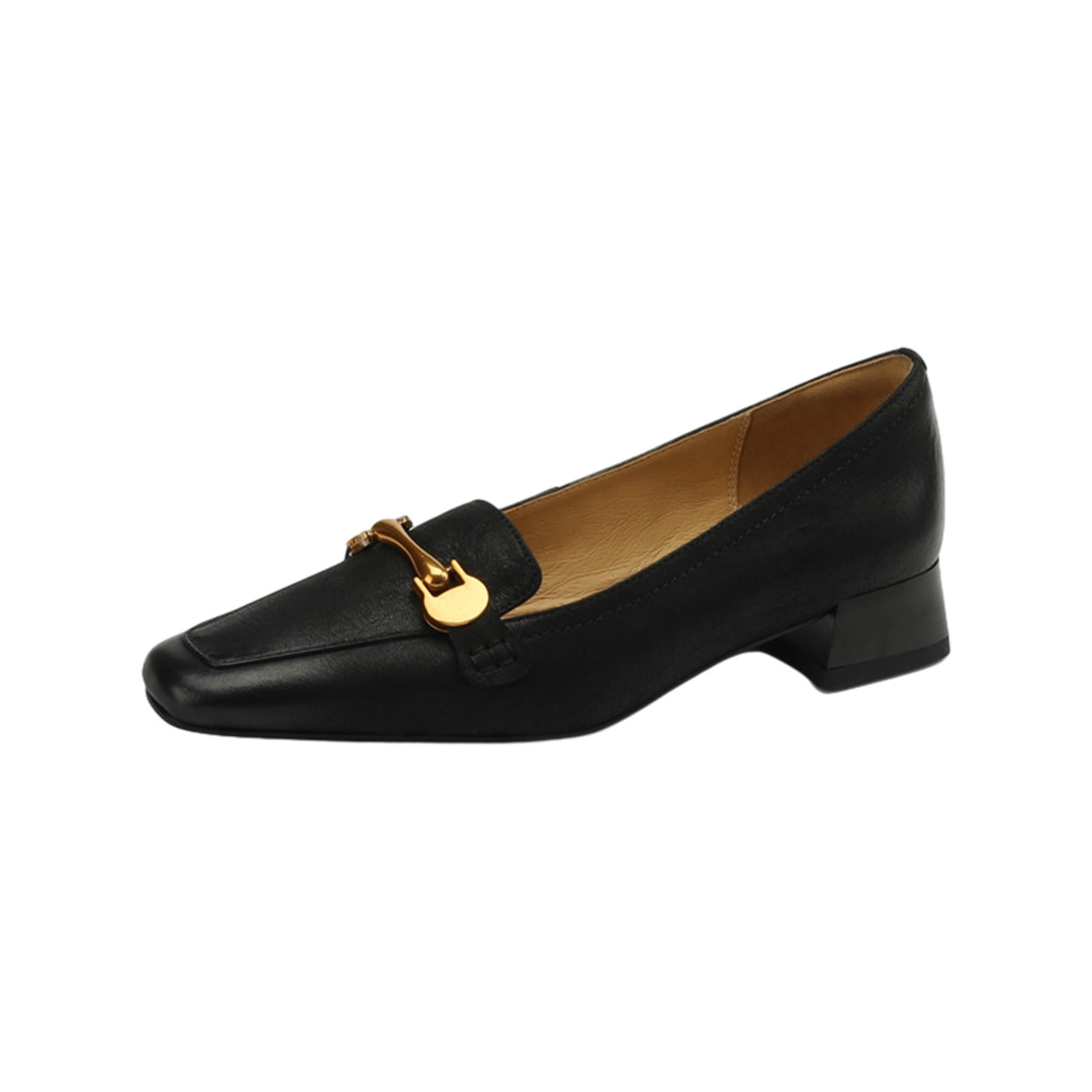 Xfvqtps Ladys Dress Shoes Metal Decoration Elegant Retro Cork Low Heel ...