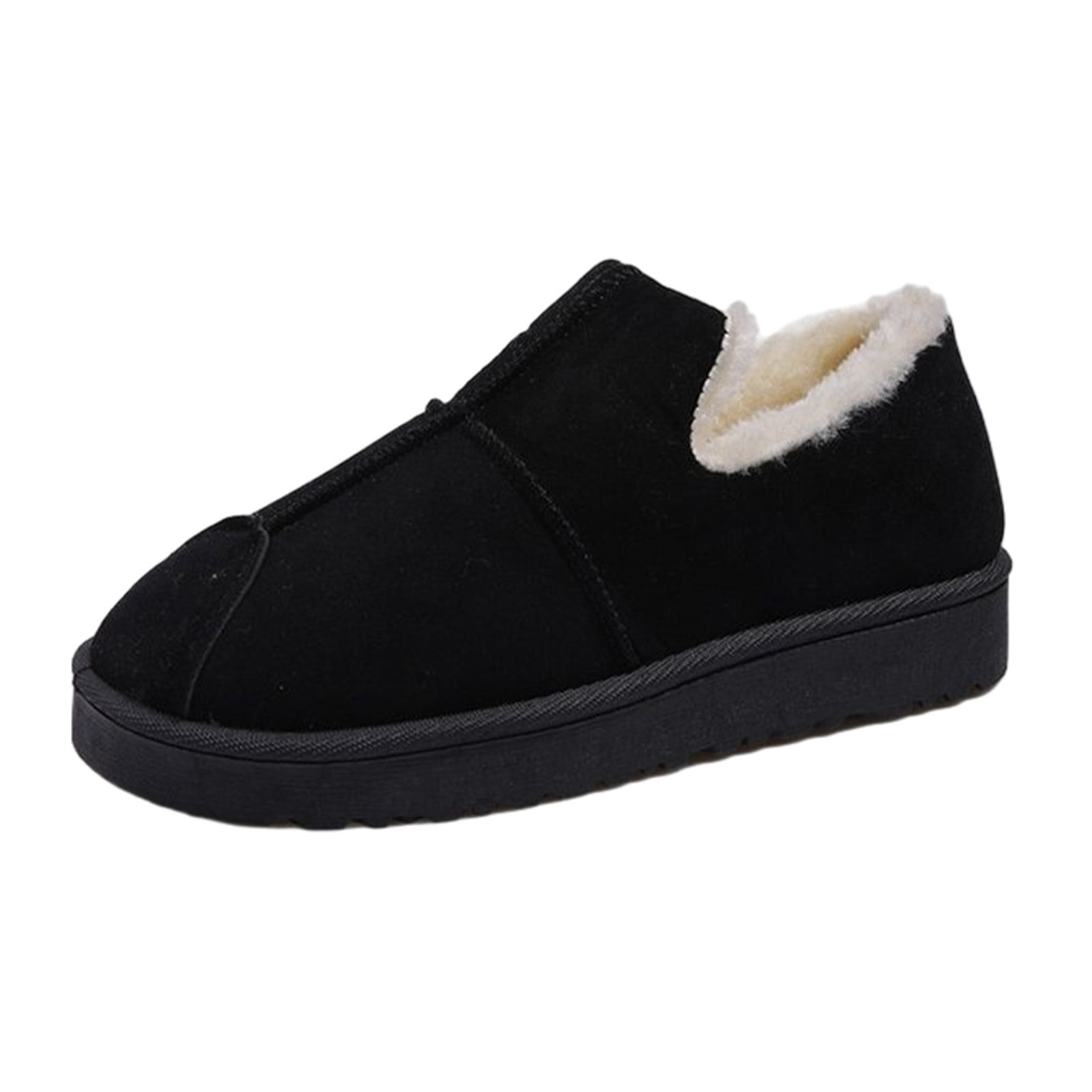 Xfvqtps Men and Womens Snow Boots Slip On Suede Sole Chunky Heel ...