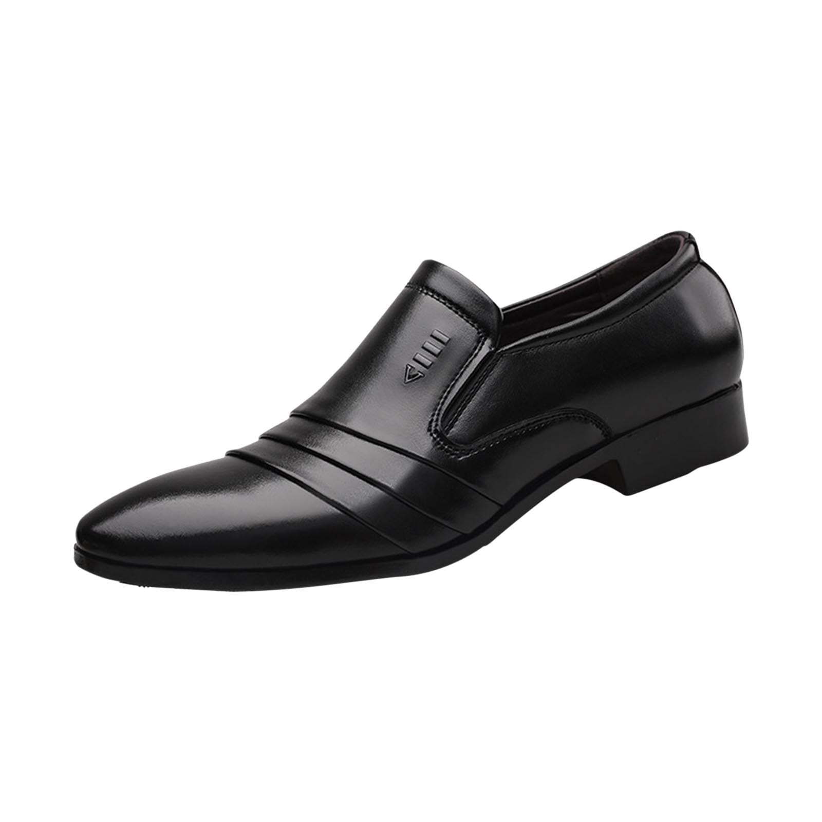 Tafdiur Mens Dress Shoes British Style Wrinkle Design Pointy Toe Lace Up Metal Fashion Classic