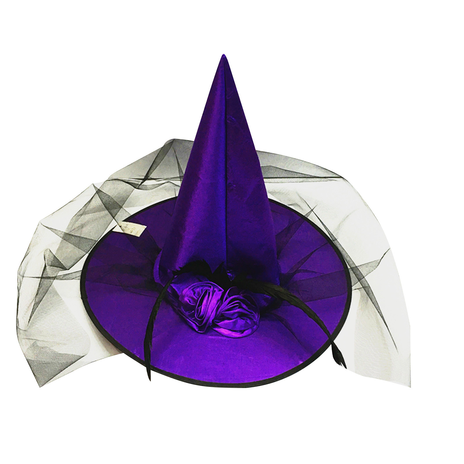 Xfvqtps Womens Witch Hat Lace Flower Veil Mysterious Festival Party ...