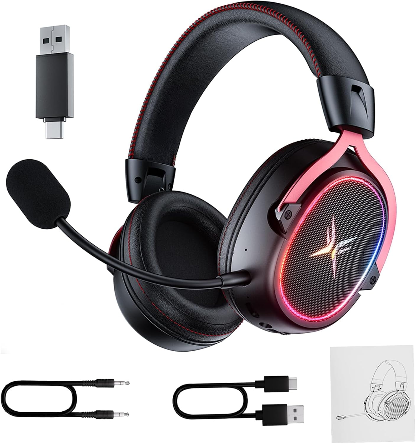 TAGRY 2.4GHz Wireless Gaming Headset for PC, PS4, PS5, Gaming ...