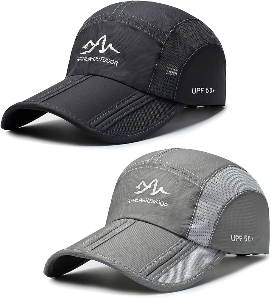 TAGVO 2 Pack Men's Baseball Cap, Waterproof Folding Sports Cap Outdoor ...