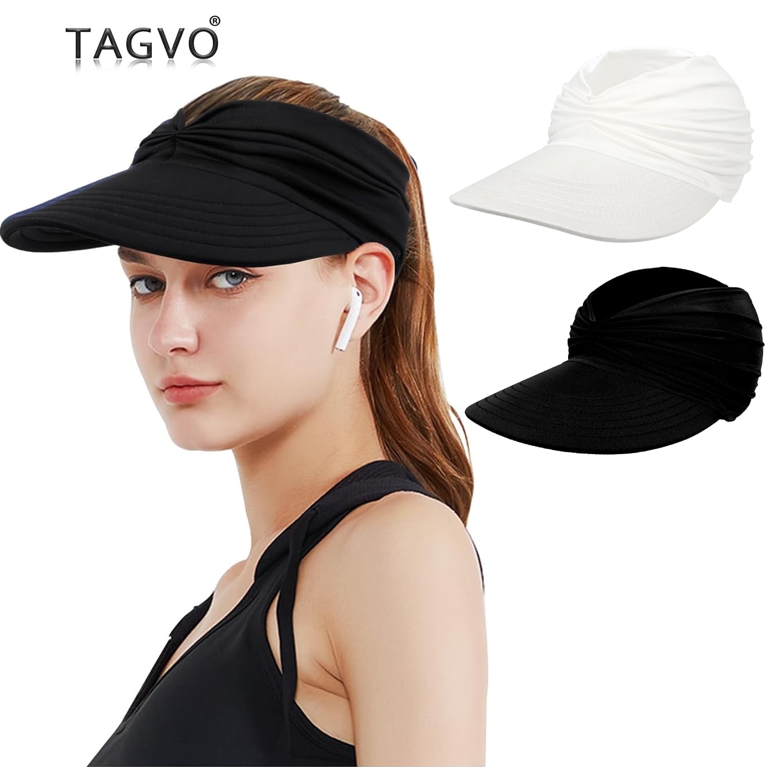 TAGVO 2 Pack Wide Brim Visor Hat for Women, Quick Dry Flexfit Sun Hat ...