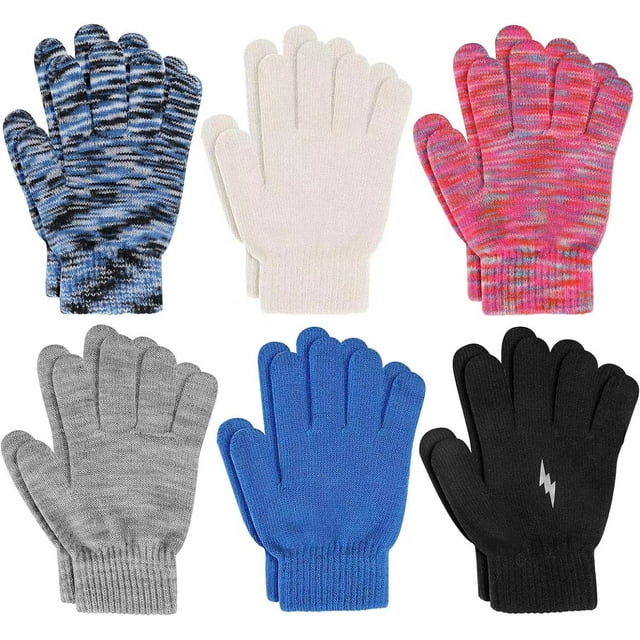 TAGVO 6 Pairs Kid's Winter Magic Gloves, Children Stretchy Warm Magic ...