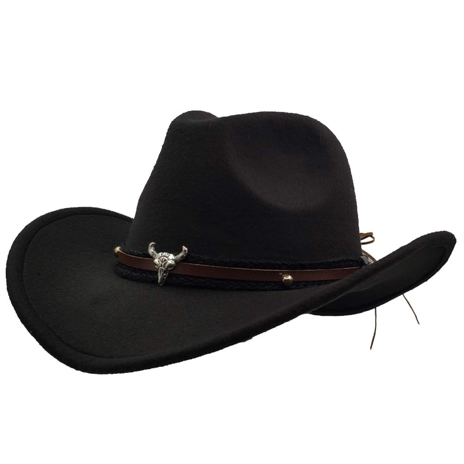 TAGVO Black Cowboy Hat for Men Women, Wide Brim Fur Felt Cowboy Hat ...