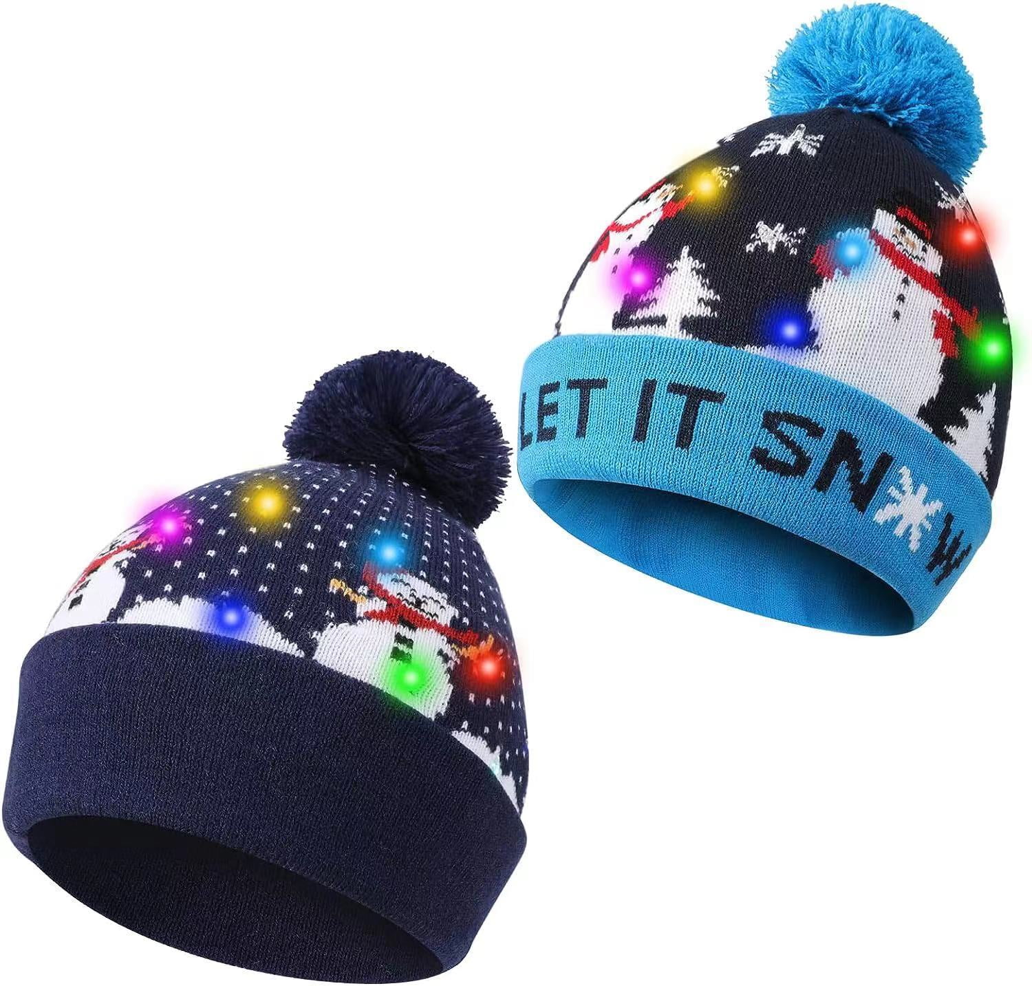 TAGVO LED Light Up Hat Beanie Knit Cap, Colorful LED Xmas Christmas ...