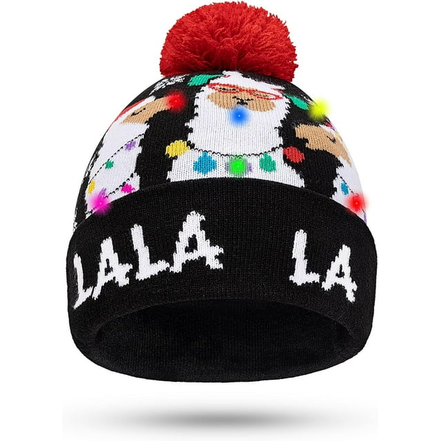TAGVO Light Up Christmas Hat, LED Beanies Knitted Skullies, Colorful ...
