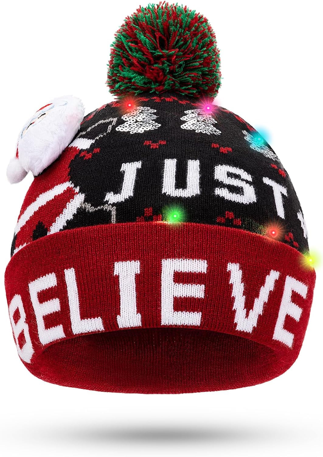TAGVO Light Up Christmas Hat, LED Beanies Knitted Skullies, Colorful ...