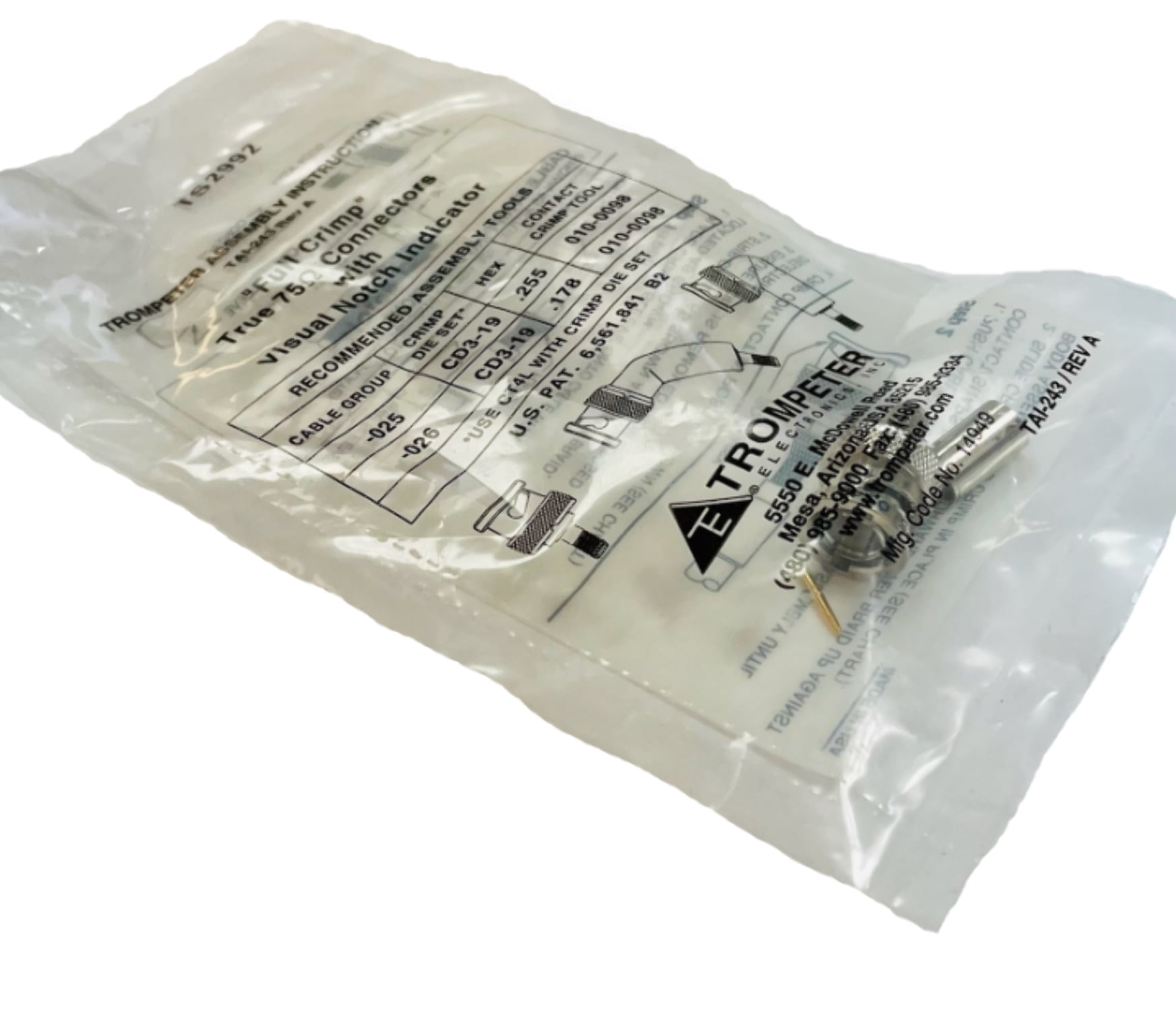 TAI-243 Full Crimp True 75ohm Connector with visual Notch Indicator ...