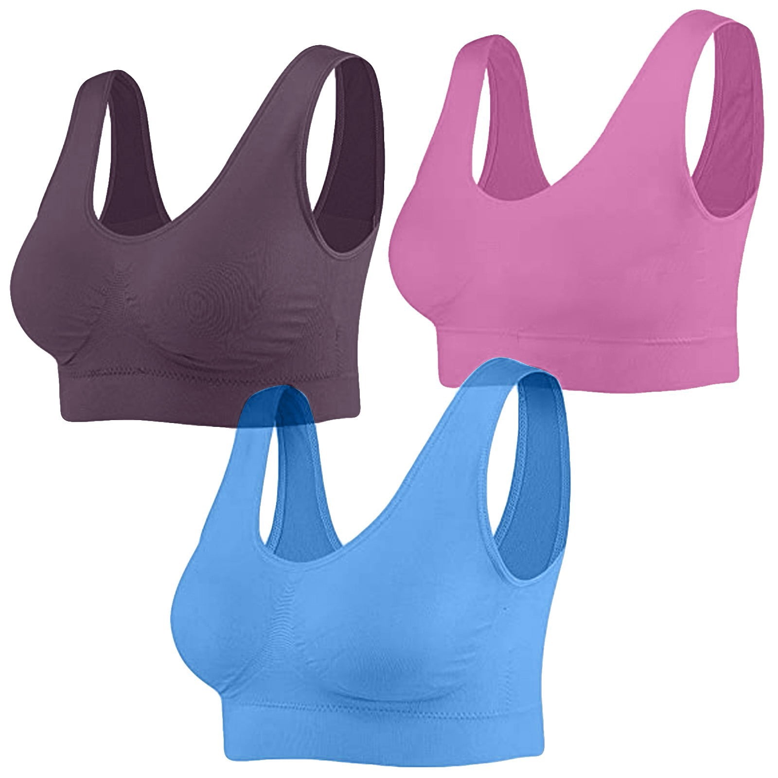 TAIAOJING 3-Pack Seamless Sports Bra Wirefree Yoga Bra With Removable ...