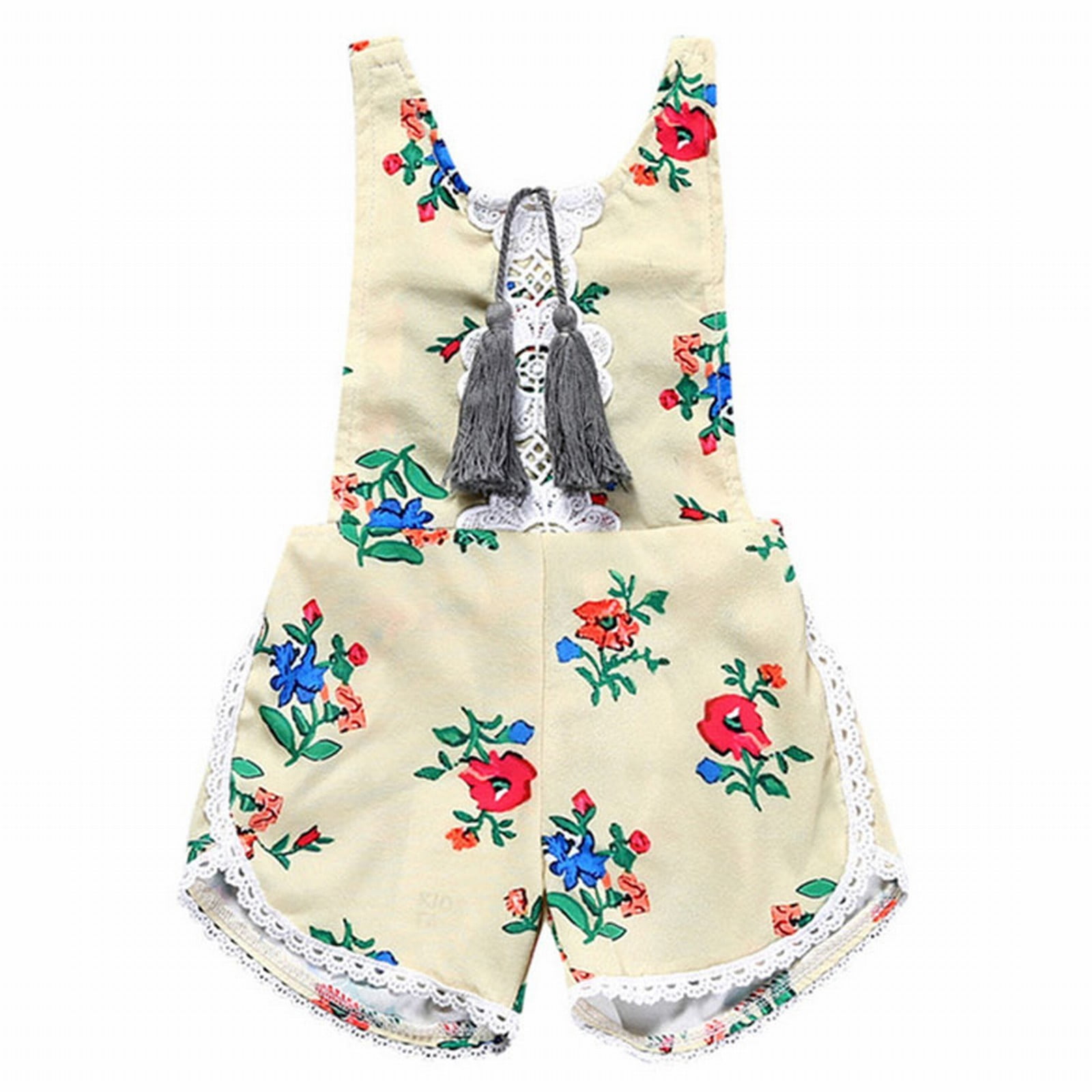 TAIAOJING Baby Girl Summer Cute Clothes Outfits Sleeveless Kids Floral Sleeveless Tassel ...