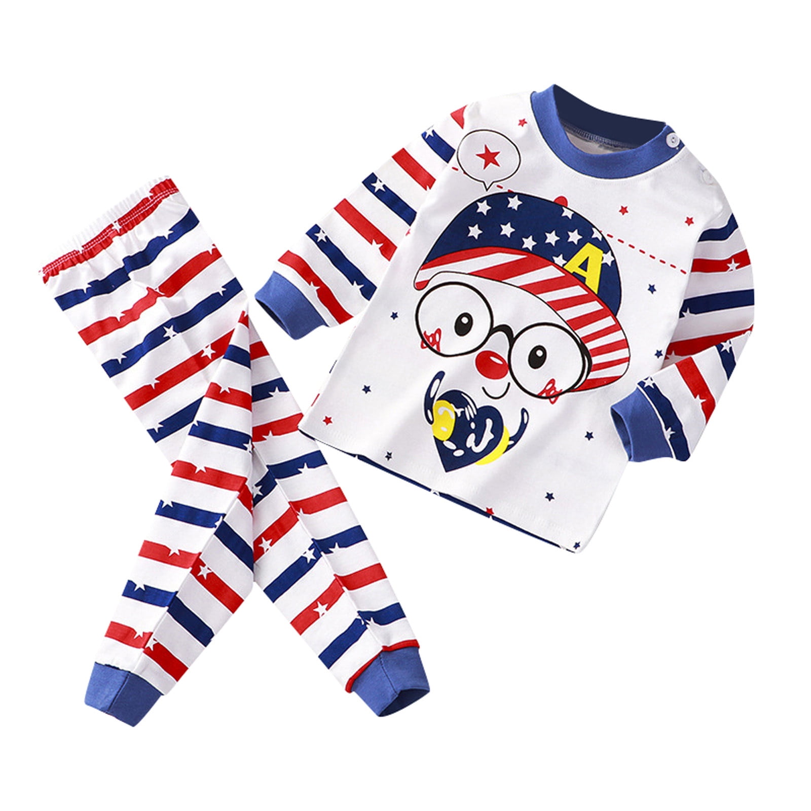 TAIAOJING Baby Kids Pajamas Set Cute Girls Boys Toddler Soft Pajamas Toddler Cartoon Prints Long ...
