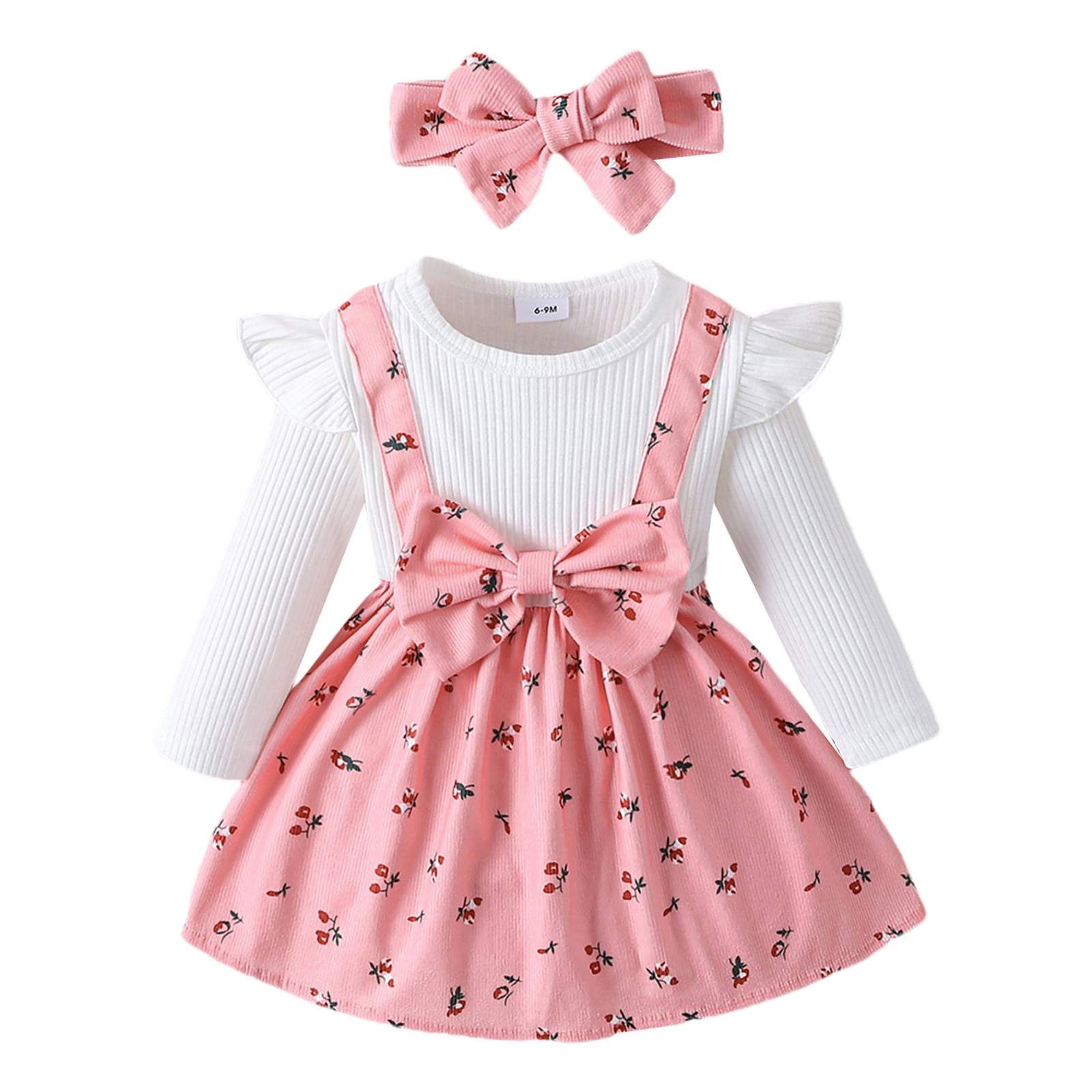 TAIAOJING Baby Toddler Girl Dresses Infant Girls Long Sleeve Floral Prints Dress Dance Party ...
