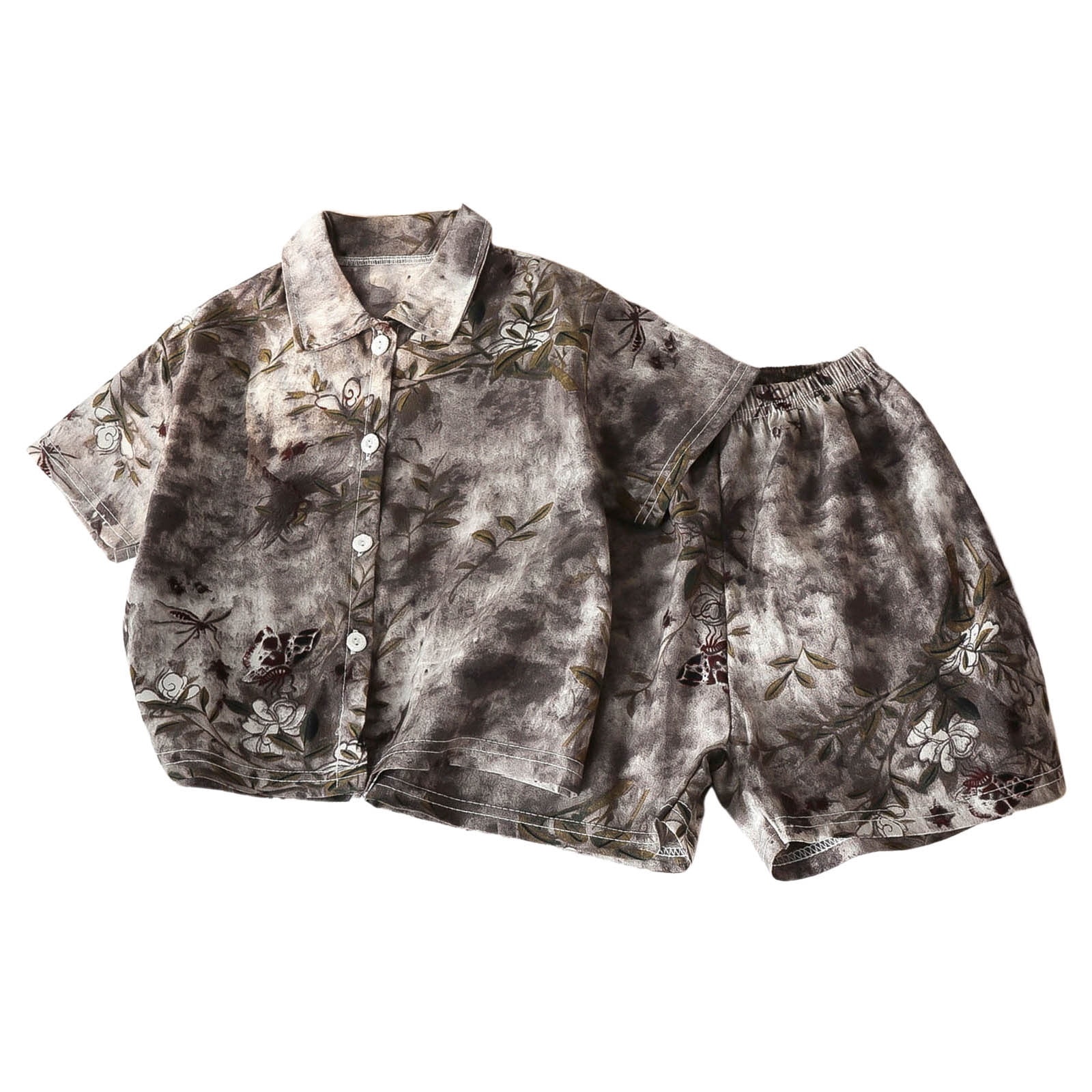 TAIAOJING Beach Shirt Outfits Sets Toddler Tree Print Button Up Tops ...