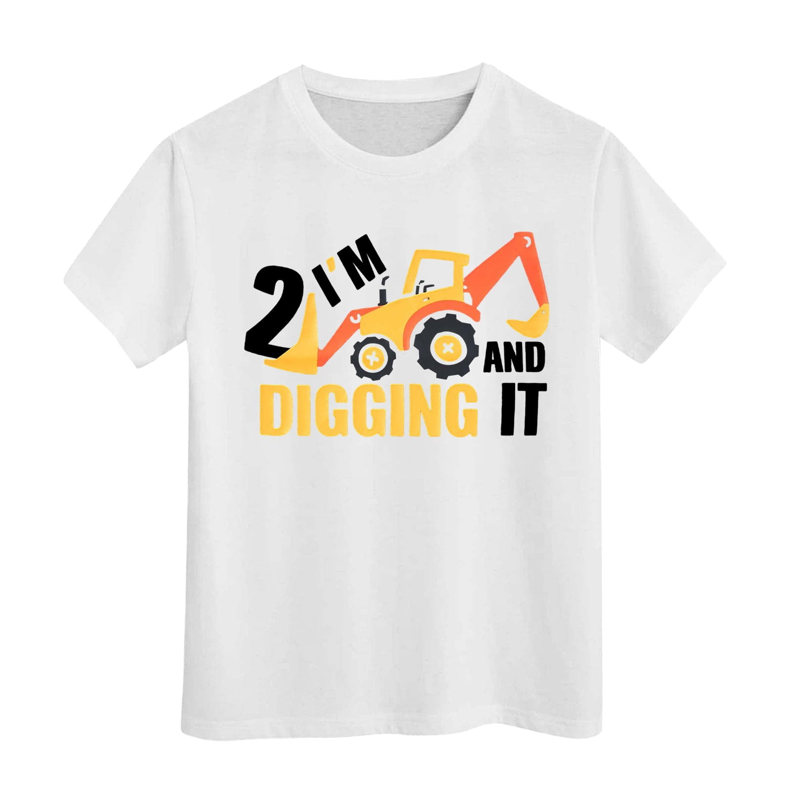 TAIAOJING Boy Girl New Cozy T-Shirts Cartoon Bulldozer Printed Short ...