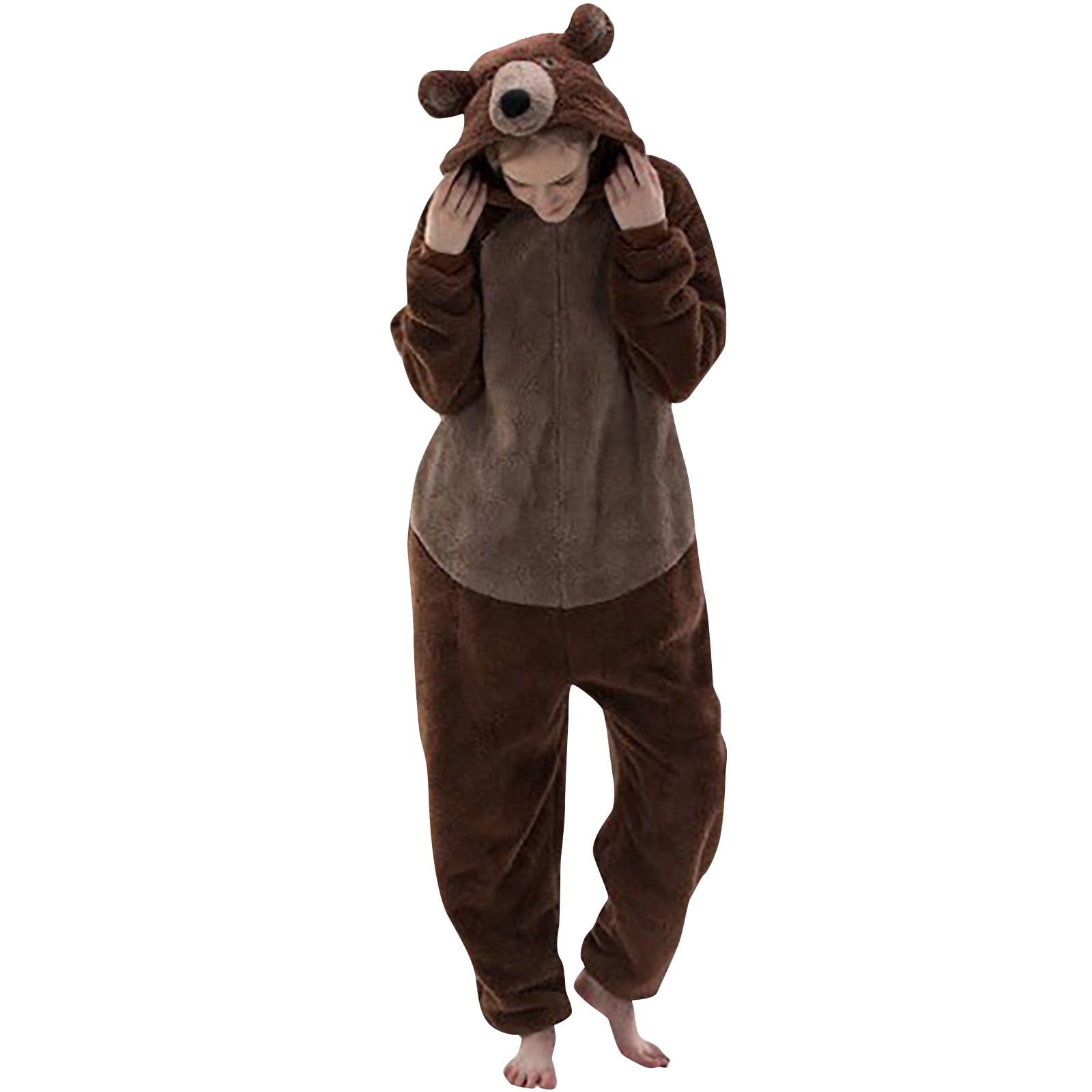 TAIAOJING Brown Bear Cartoon Animal Pajamas Adult Polar Bear Thickened ...