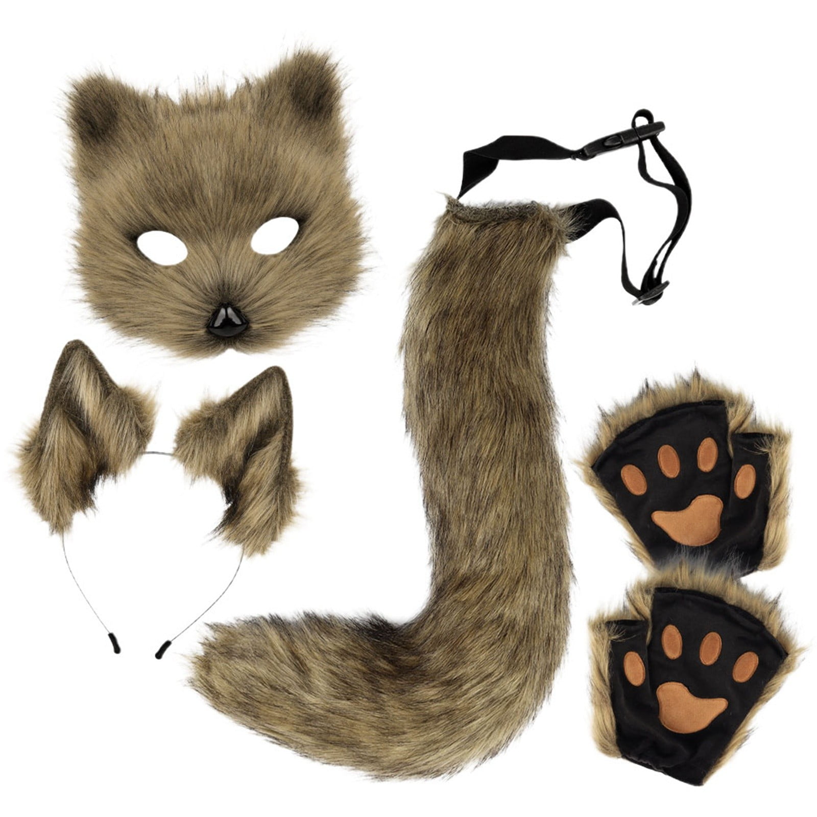 TAIAOJING Cat Set Realistic Ears Headband Tail Accessory For Hallowmas ...