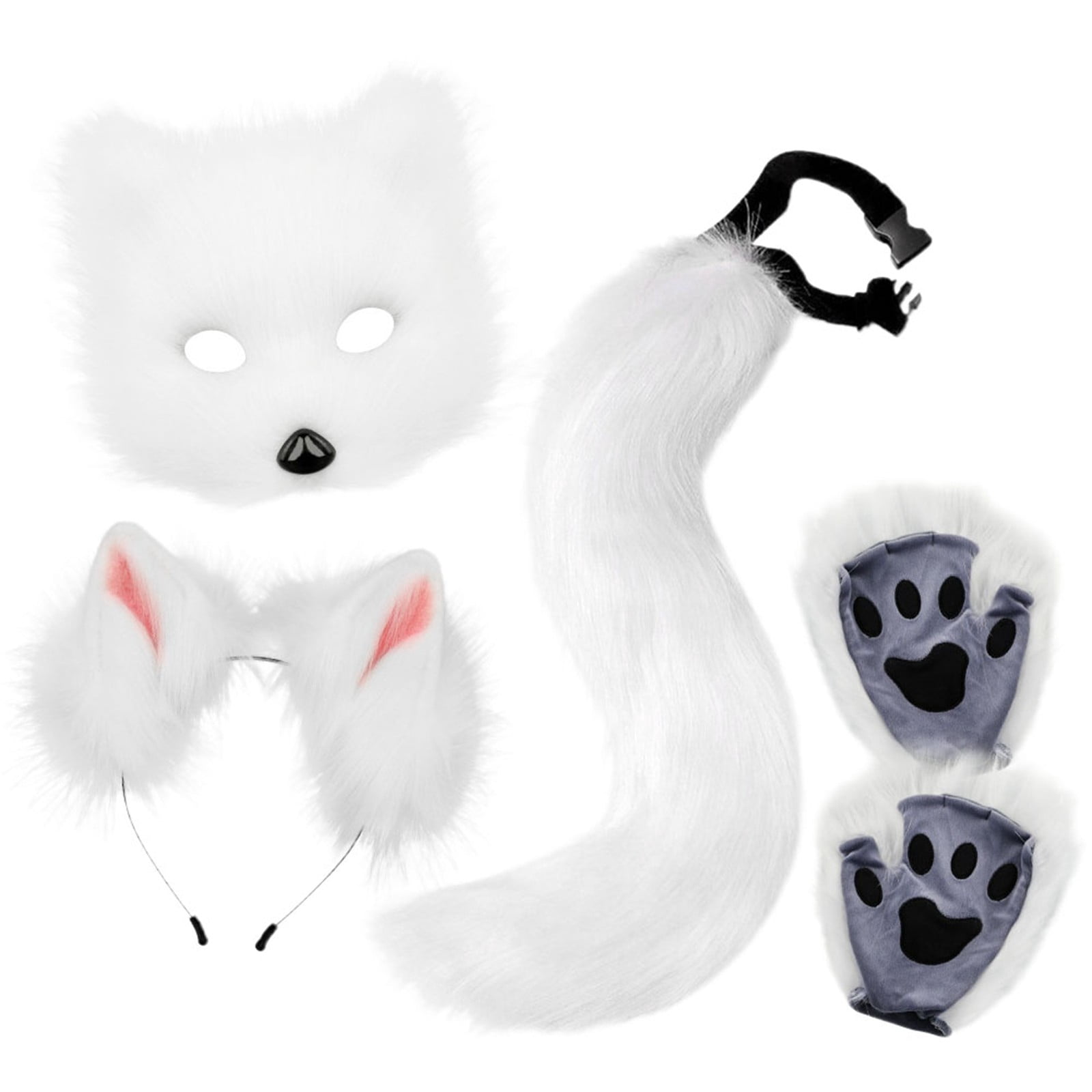 TAIAOJING Cat Set Realistic Ears Headband Tail Accessory For Hallowmas ...