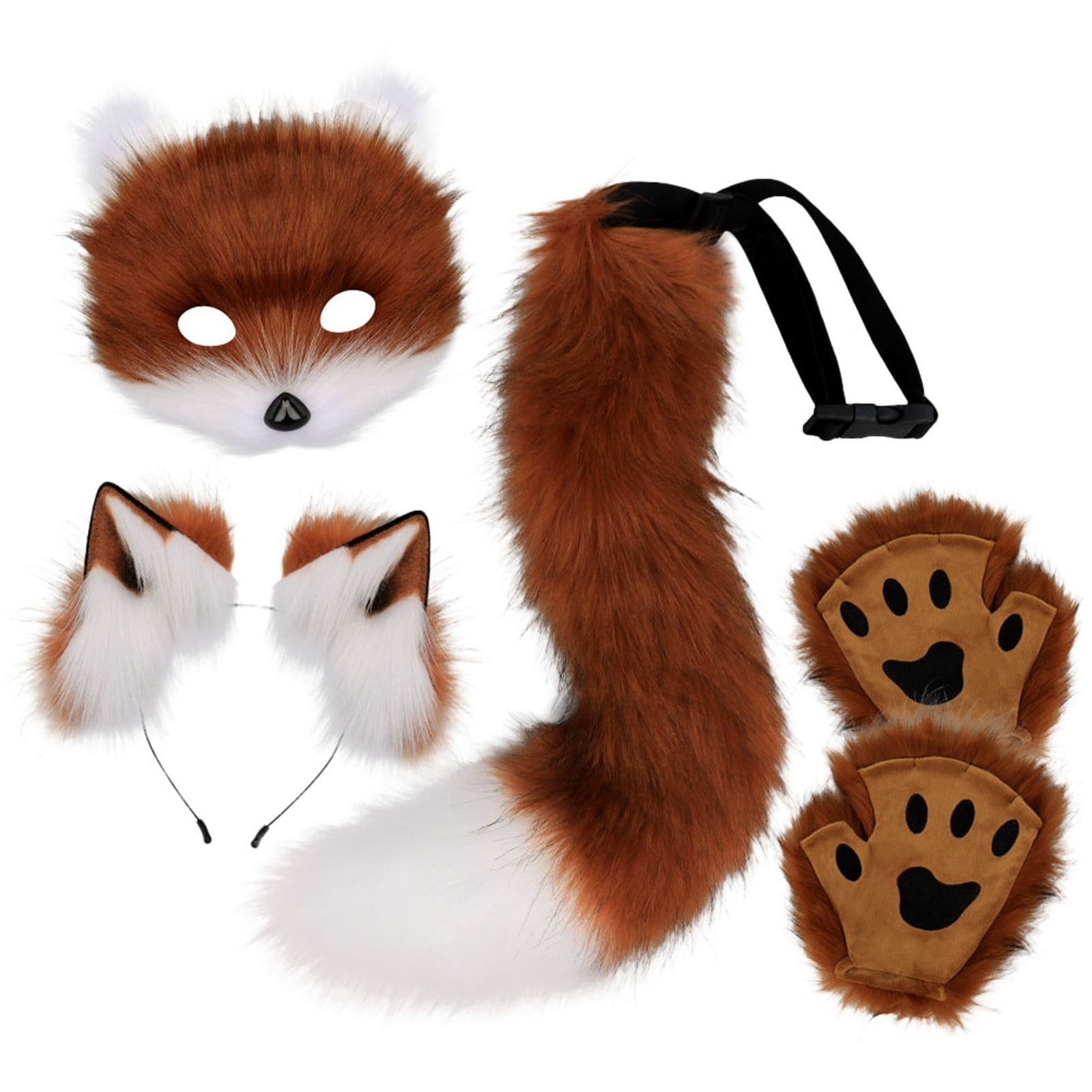 TAIAOJING Cat Set Realistic Ears Headband Tail Accessory For Hallowmas ...