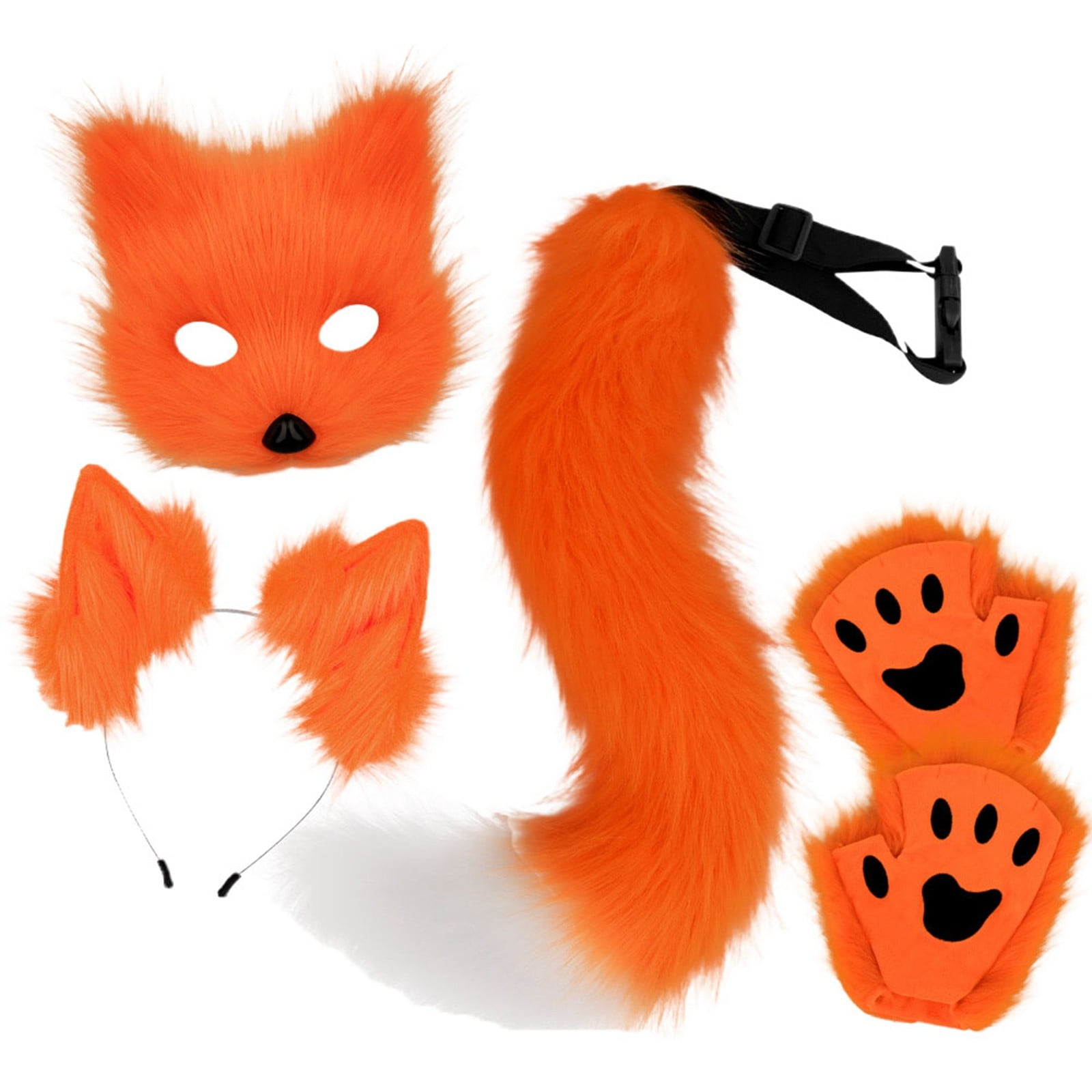 TAIAOJING Cat Set Realistic Ears Headband Tail Accessory For Hallowmas ...