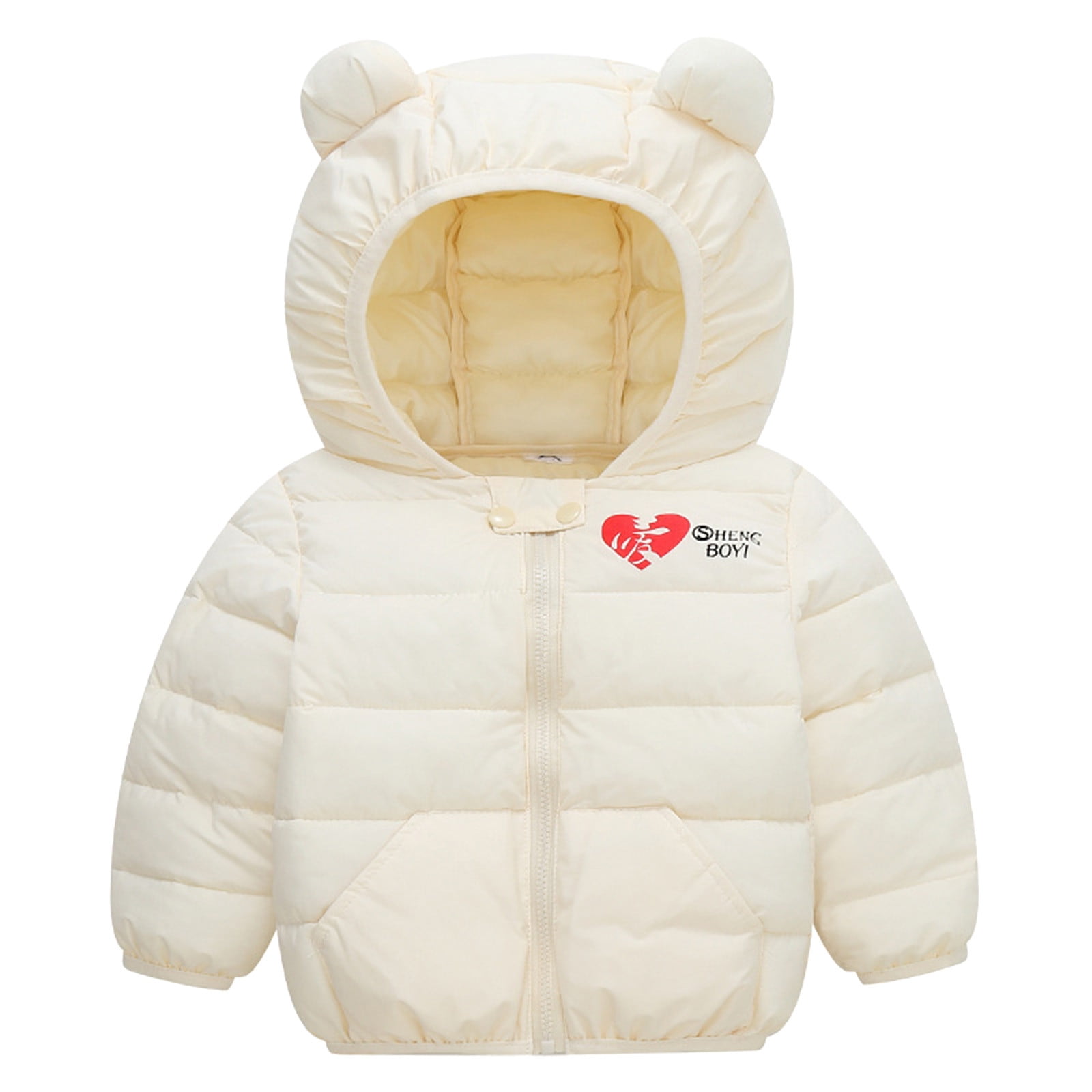 TAIAOJING Coat For Toddler Baby Boys Girls Kids Winter Windproof Warm Love Print Bear Ears ...
