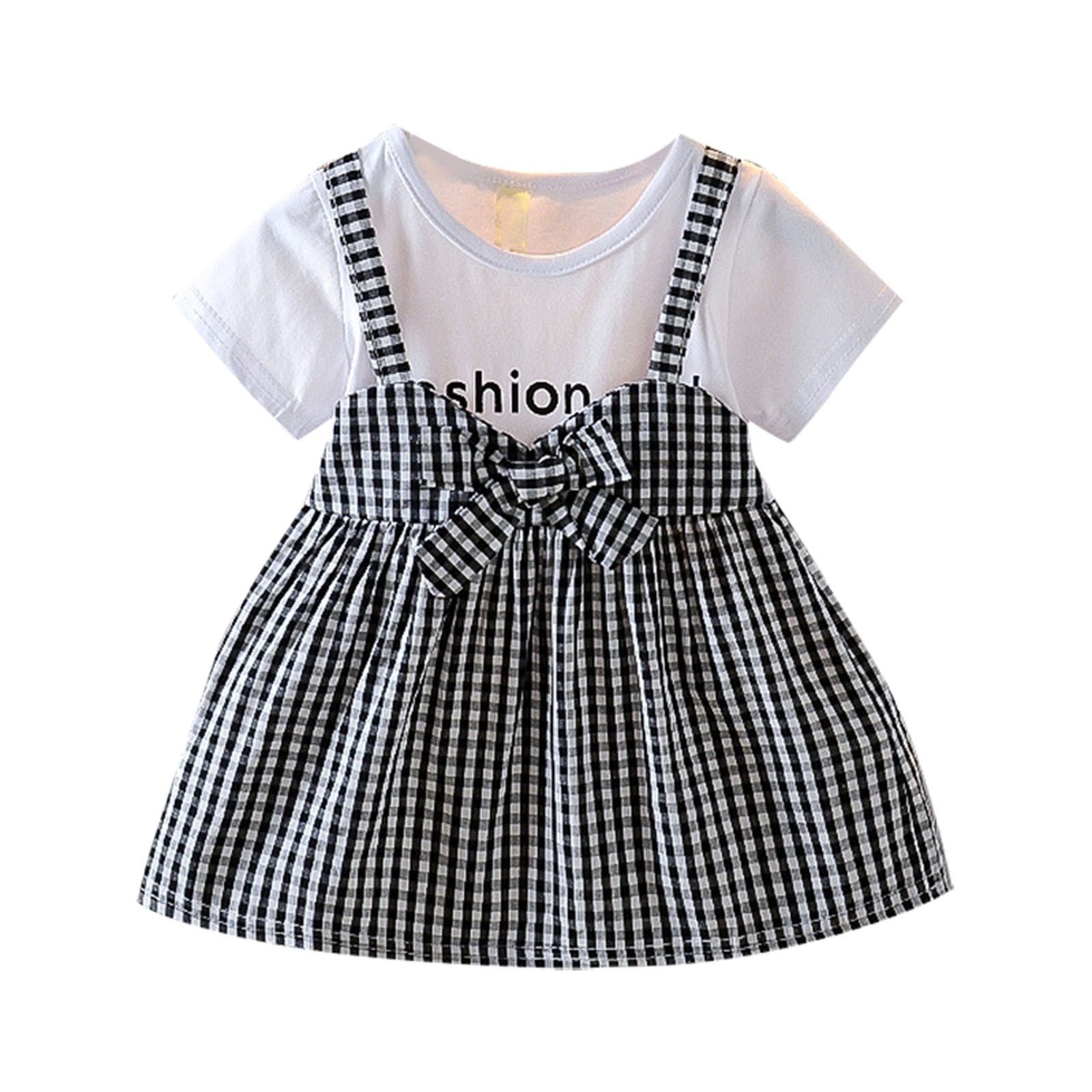 TAIAOJING Fashion Small And Medium Sized Girls' New Short Sleeved Plaid ...