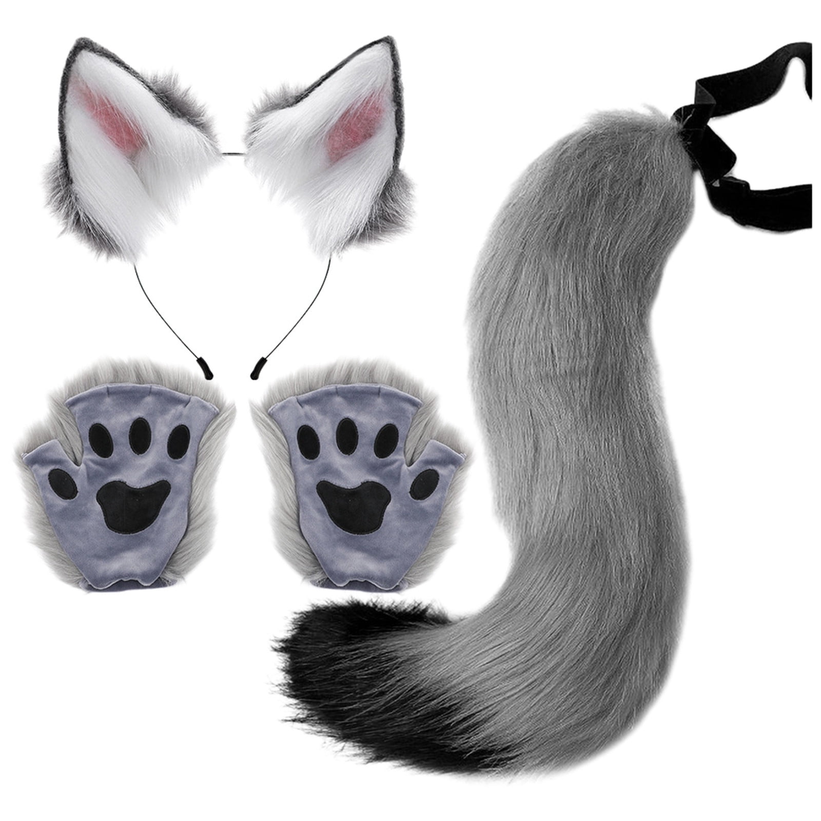 TAIAOJING Foxy Glamour Faux Ears Headband & Tail Perfect For Halloween ...